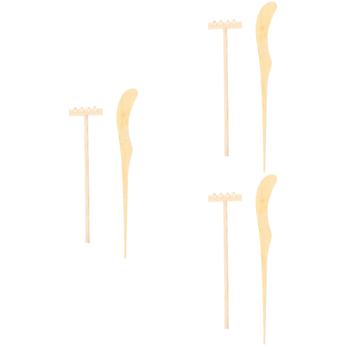 Worgeous 3 Sets of Mini Zen Garden Decorative Wood Rakes Miniature Wood ...