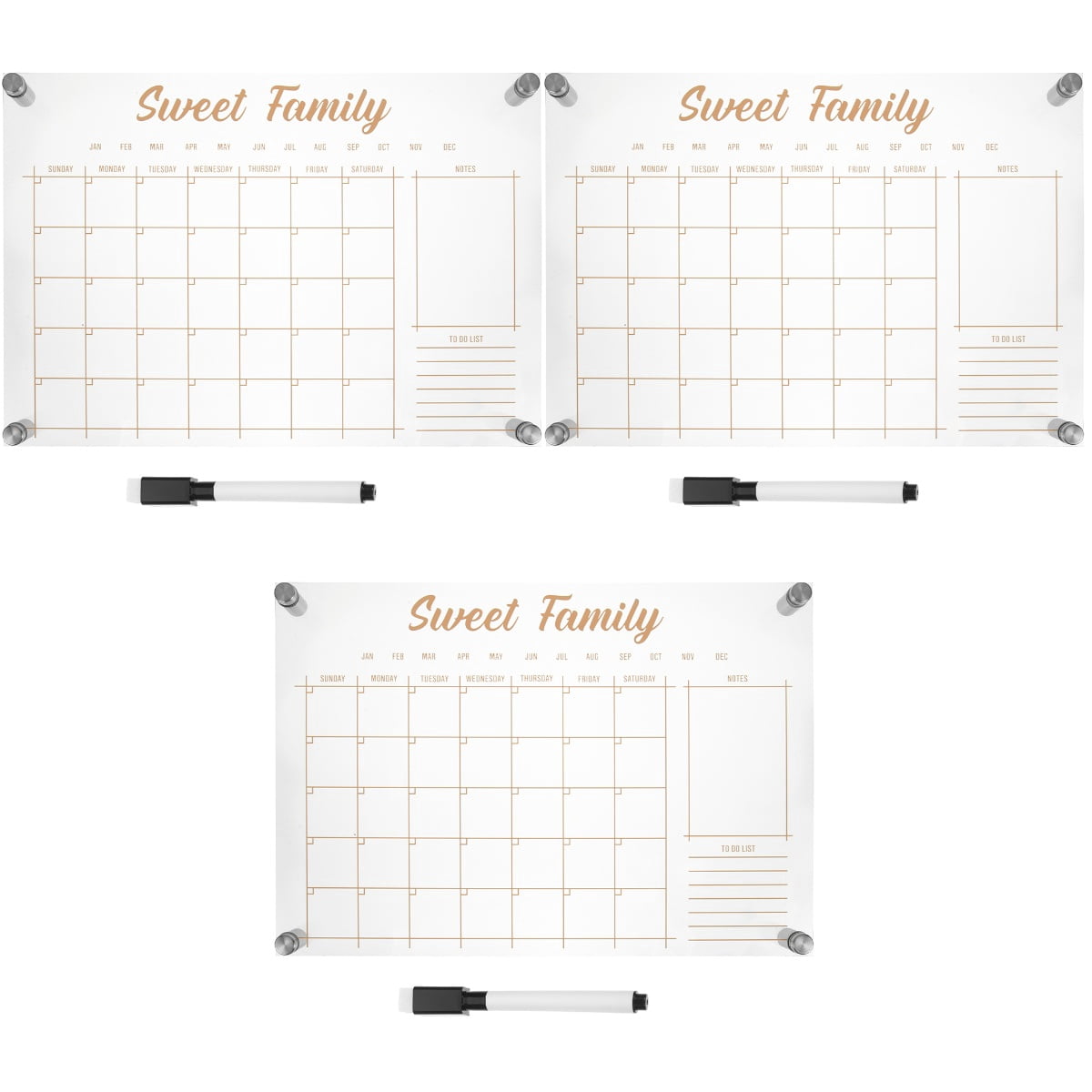 Worgeous 3 Sets of Multifunctional Message Board Erasable Memo Board ...