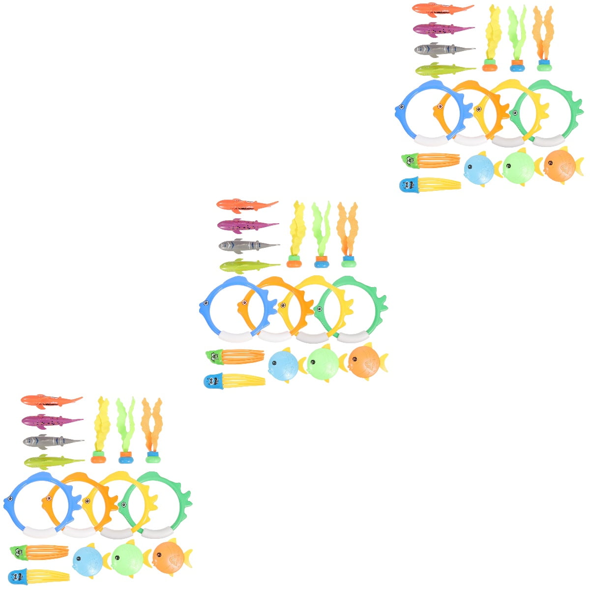 Worgeous 3 Sets of Underwater Pool Diving Toys Diving Rings Sticks Toys ...