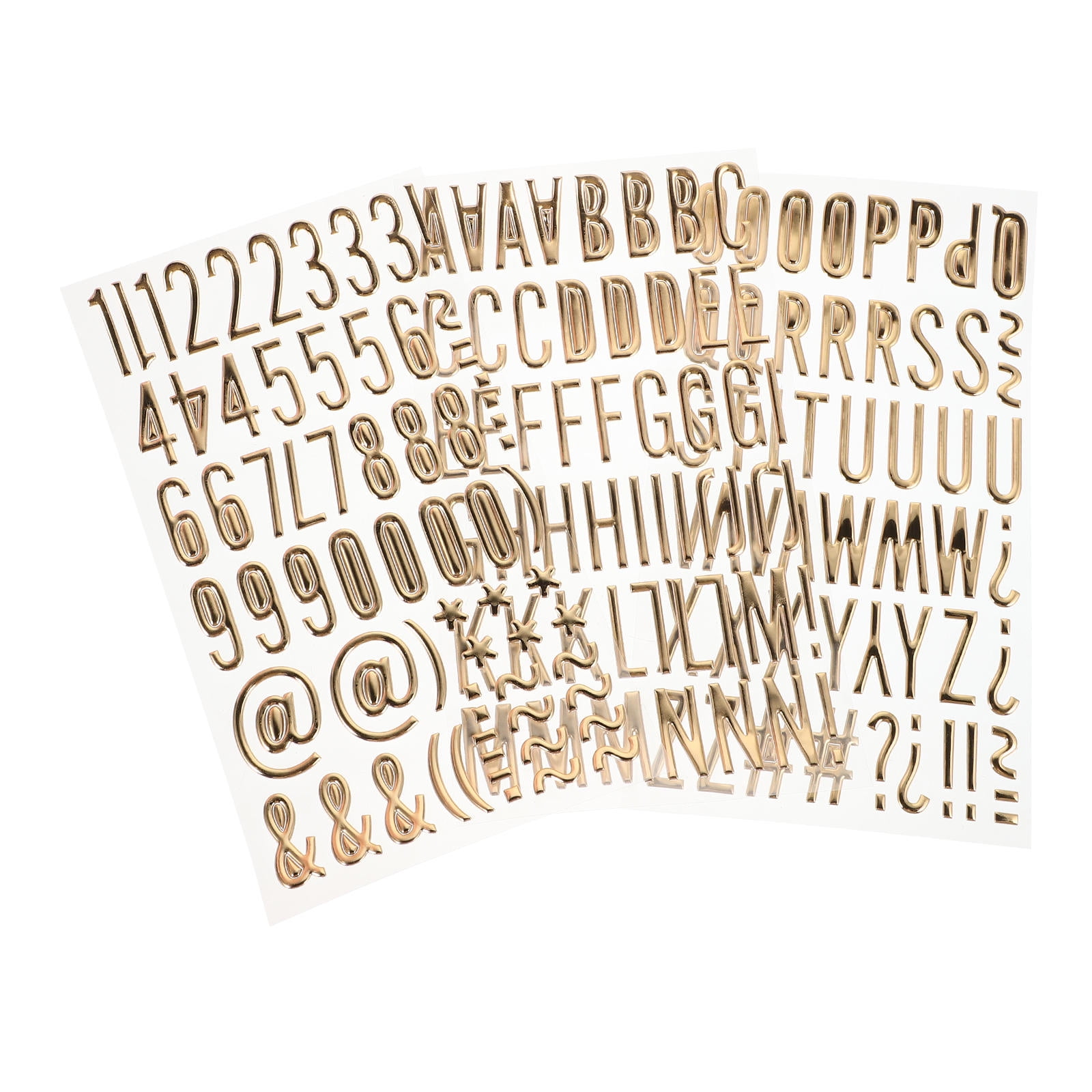 Worgeous 3 Sheets Golden Bubble Letter Number and Symbol Stickers for ...