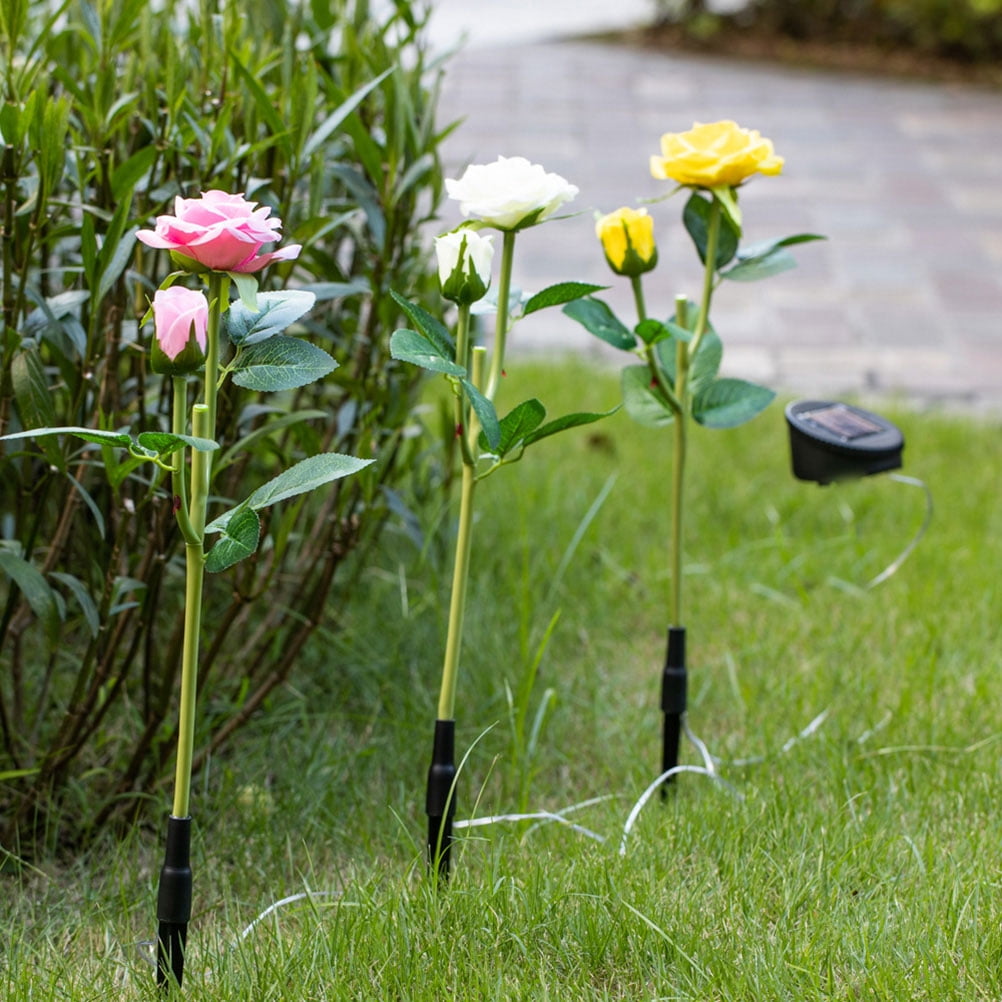 Worgeous 3 in Rose Lantern Garden Landscape Lights Outdoor Solar Flower ...