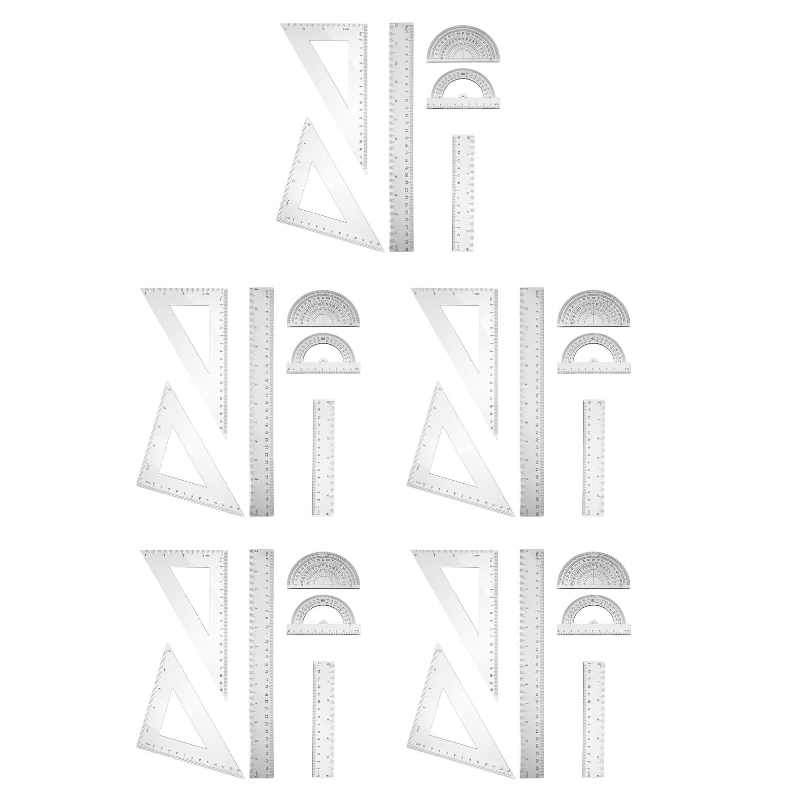 Worgeous 30 PCS Clear Plastic Geometry Set with Protractor Triangle ...