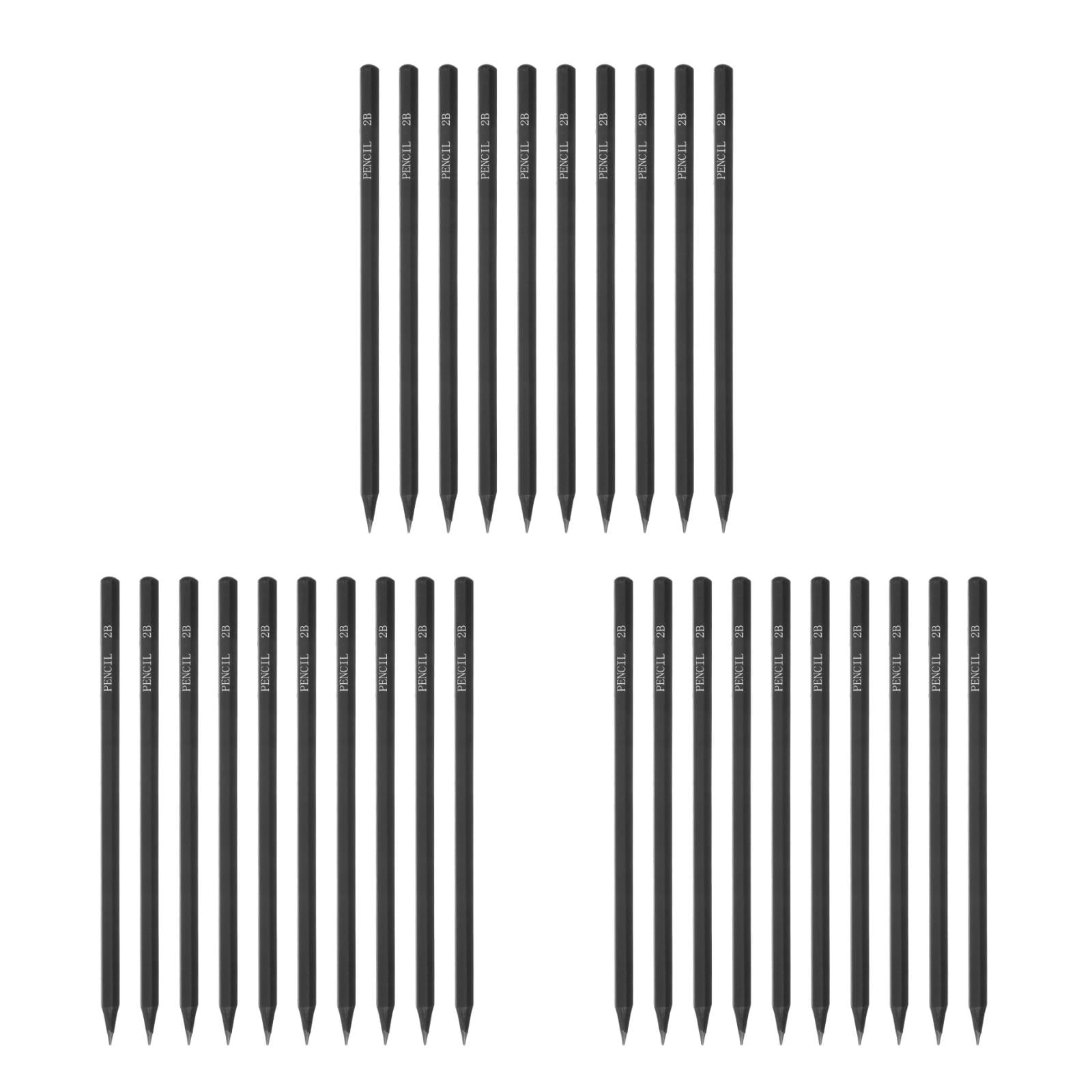 Worgeous 30 Pcs Hexagonal Black Rod Pencils Black Sketching Pencils 2B ...