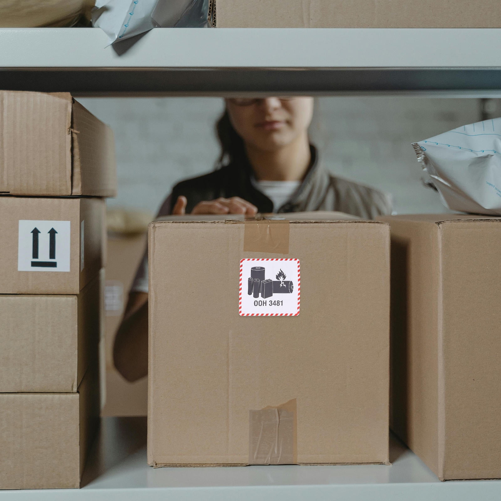 Worgeous 300pcs Lithium Battery Label Stickers Lithium Battery Warning ...