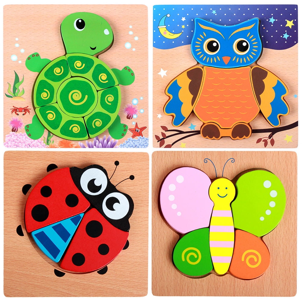 Worgeous 3D Kids Wooden Puzzles Assorted Color Timber Animal Shape ...