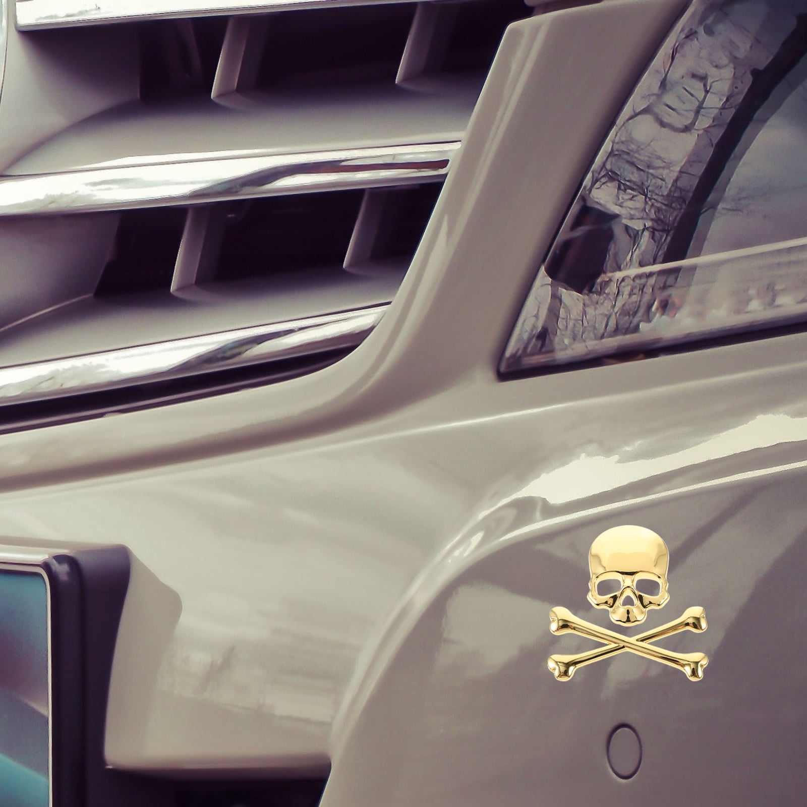 Worgeous 3D Skull Metal Skeleton Sticker Badge for Car and Motorcycle ...
