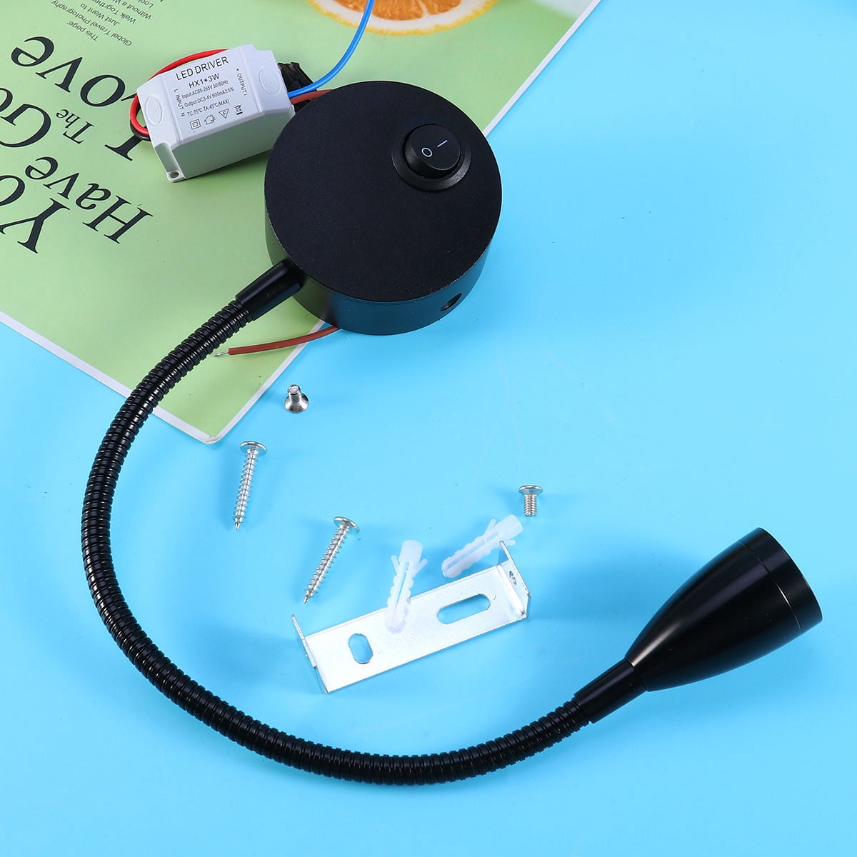 Worgeous 3W Modern Wall Lamp LED Hose Spotlight Reading Lighting Bend ...