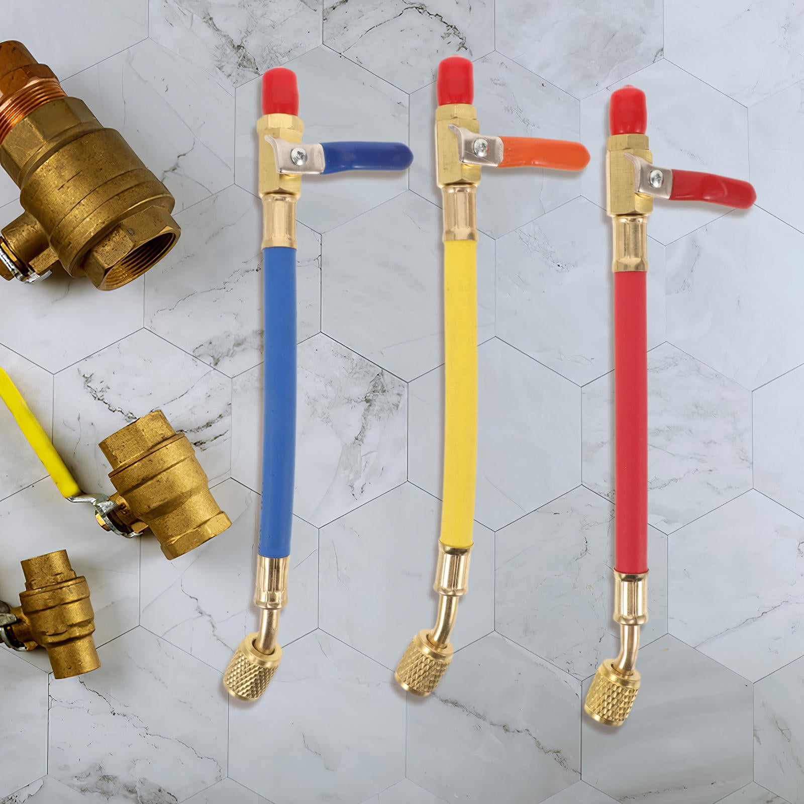 Worgeous 3pcs Air Conditioning Ball Valve Flexible Hvac Refrigerant ...