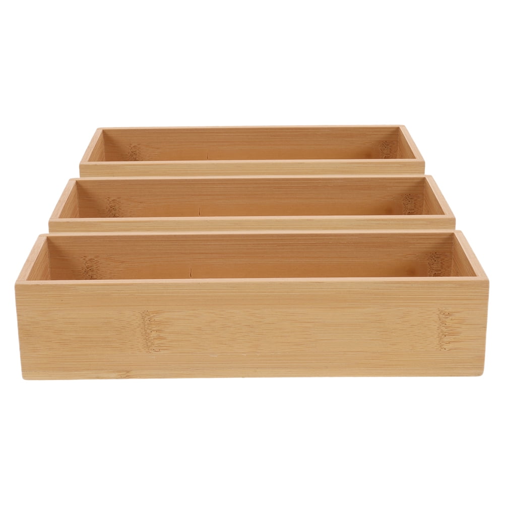 Worgeous 3pcs Bamboo Drawer Organizer Set Stackable Storage Boxes Wood ...
