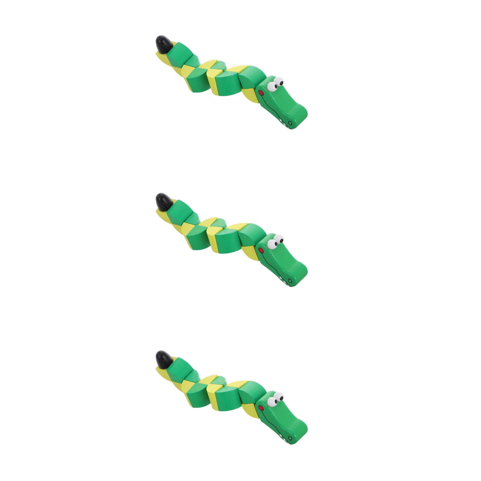 Worgeous 3pcs Colorful Alligator Block Wooden Twisting Toy For Toddlers ...