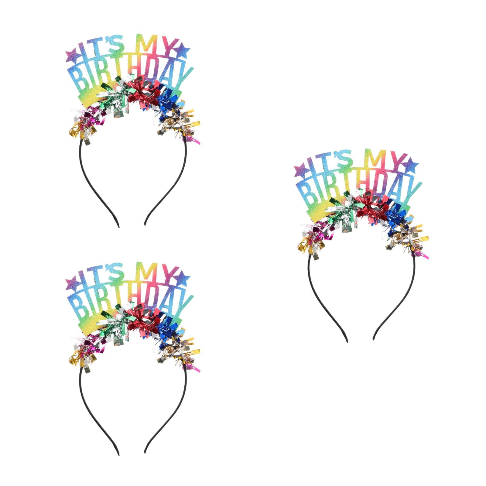 Worgeous 3pcs Colorful Glitter Birthday Headband It's My Birthday Crown ...