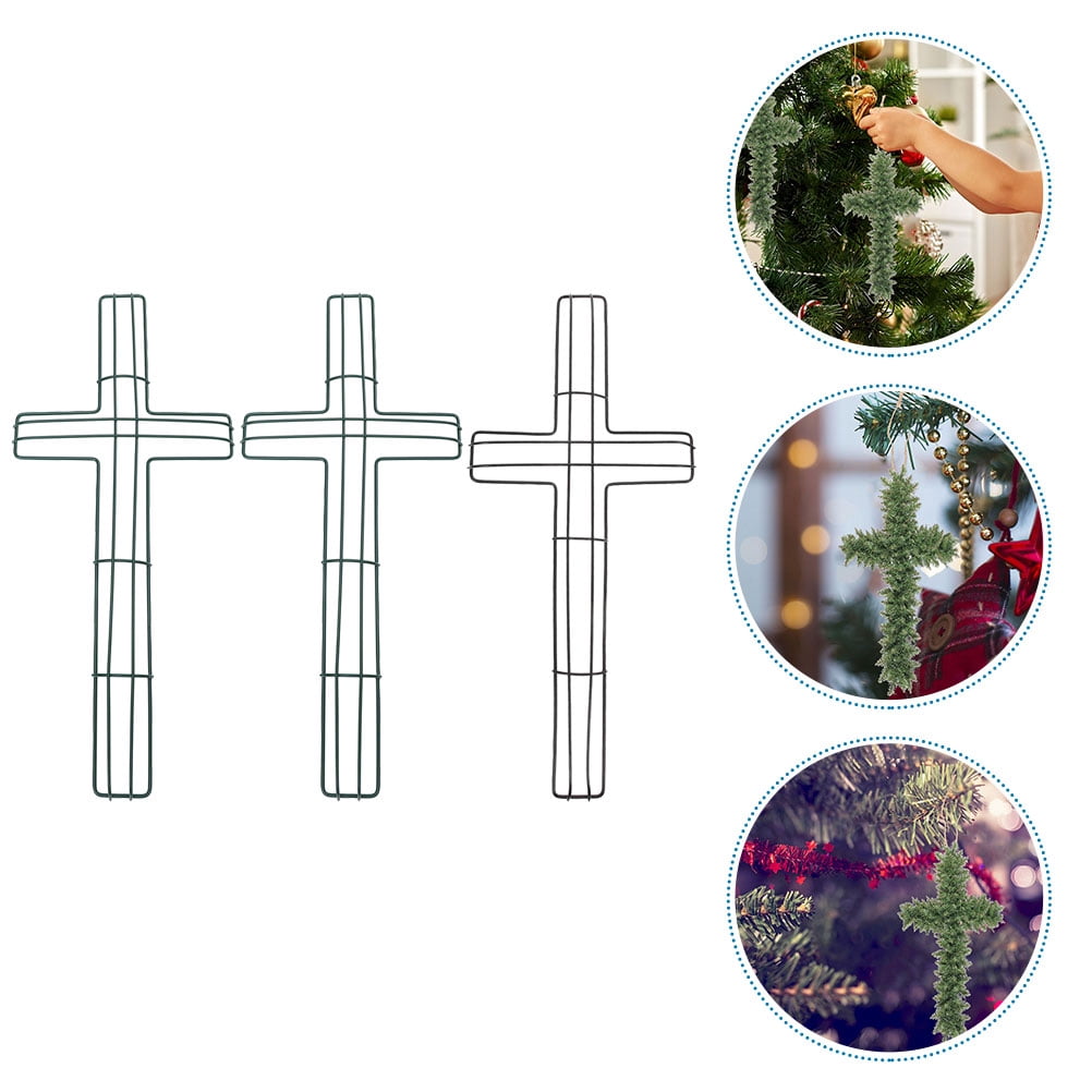 Worgeous 3pcs DIY Cross Shaped Metal Wire Wreath Form for Flower Garden ...
