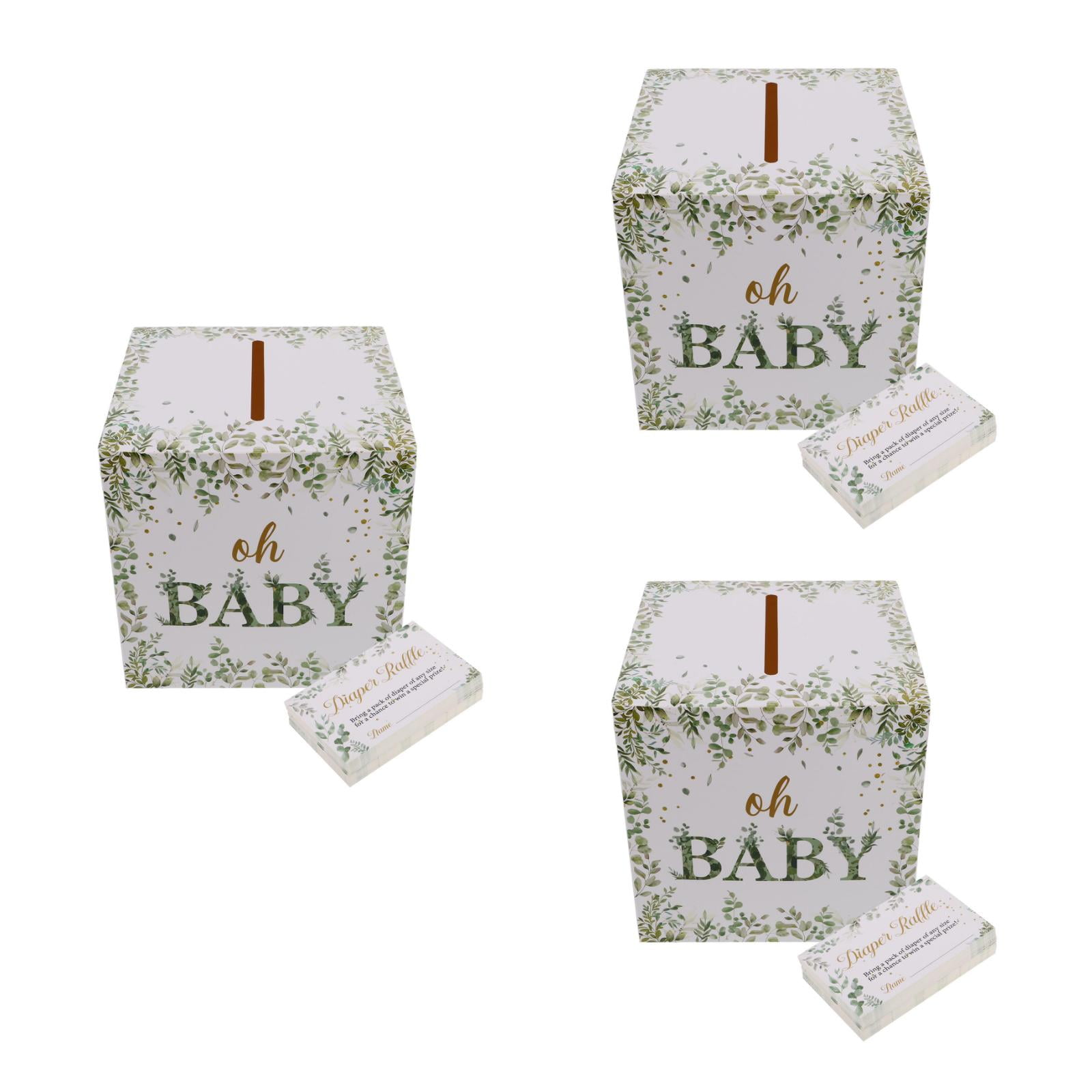 Worgeous 3pcs Greenery Diaper Raffle Tickets With Box For Baby Shower ...