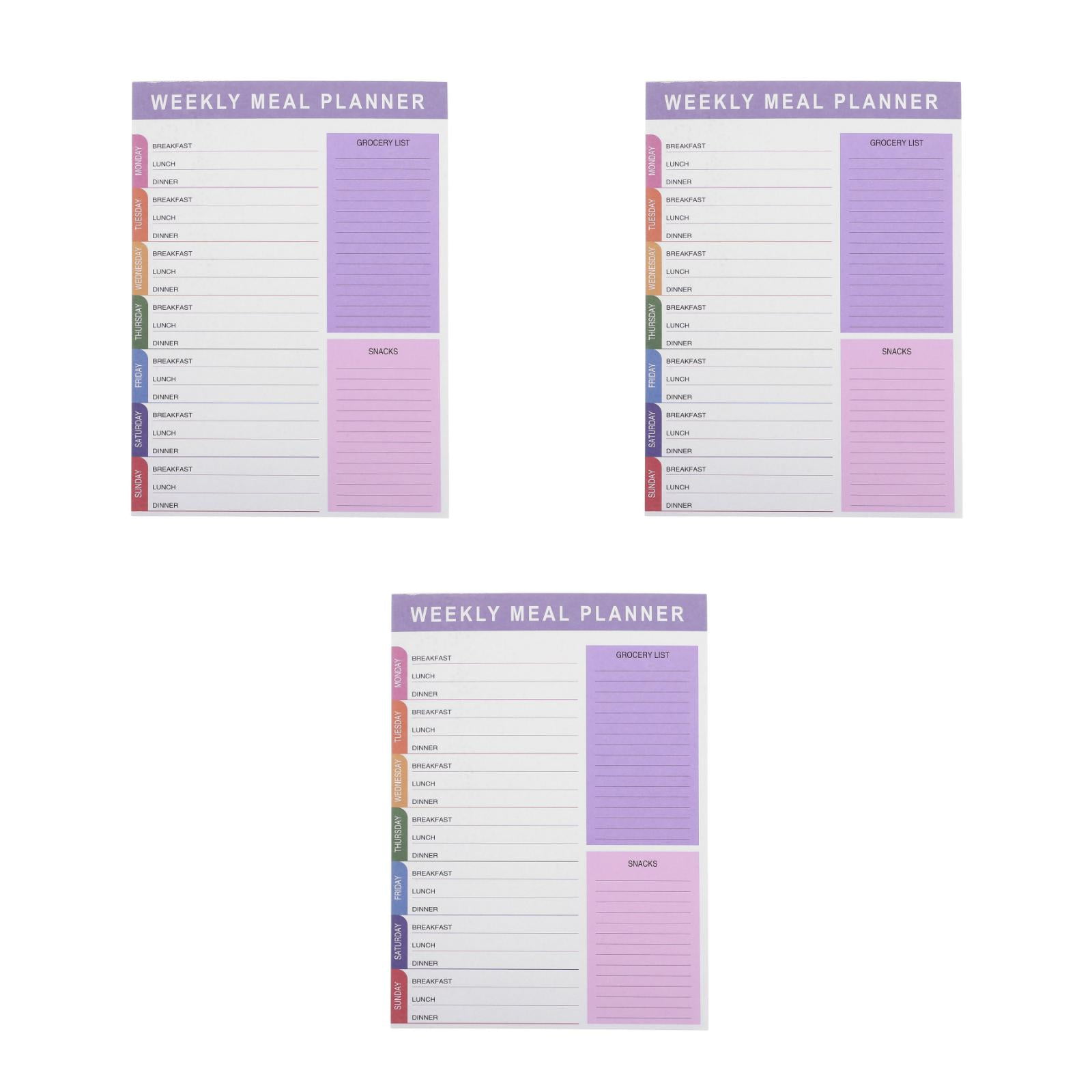 Worgeous 3pcs Meal Planner for Fridge Grocery List Menu Recipe Pad for ...