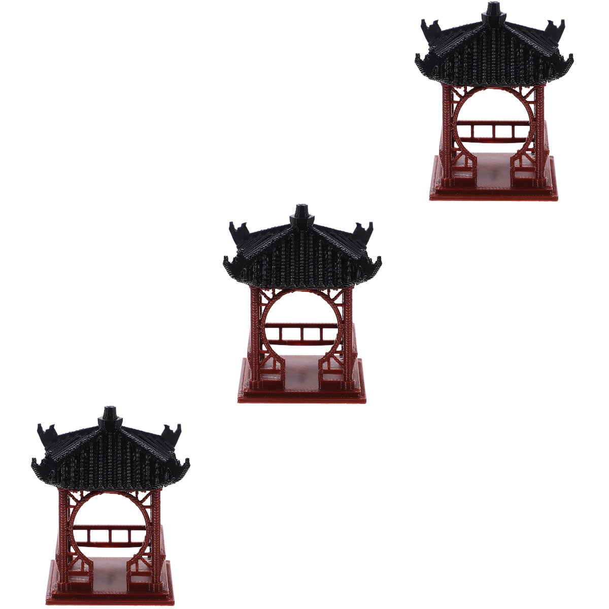 Worgeous 3pcs Miniature Pavilion Statue Decor Mini Pavilion Figurine ...