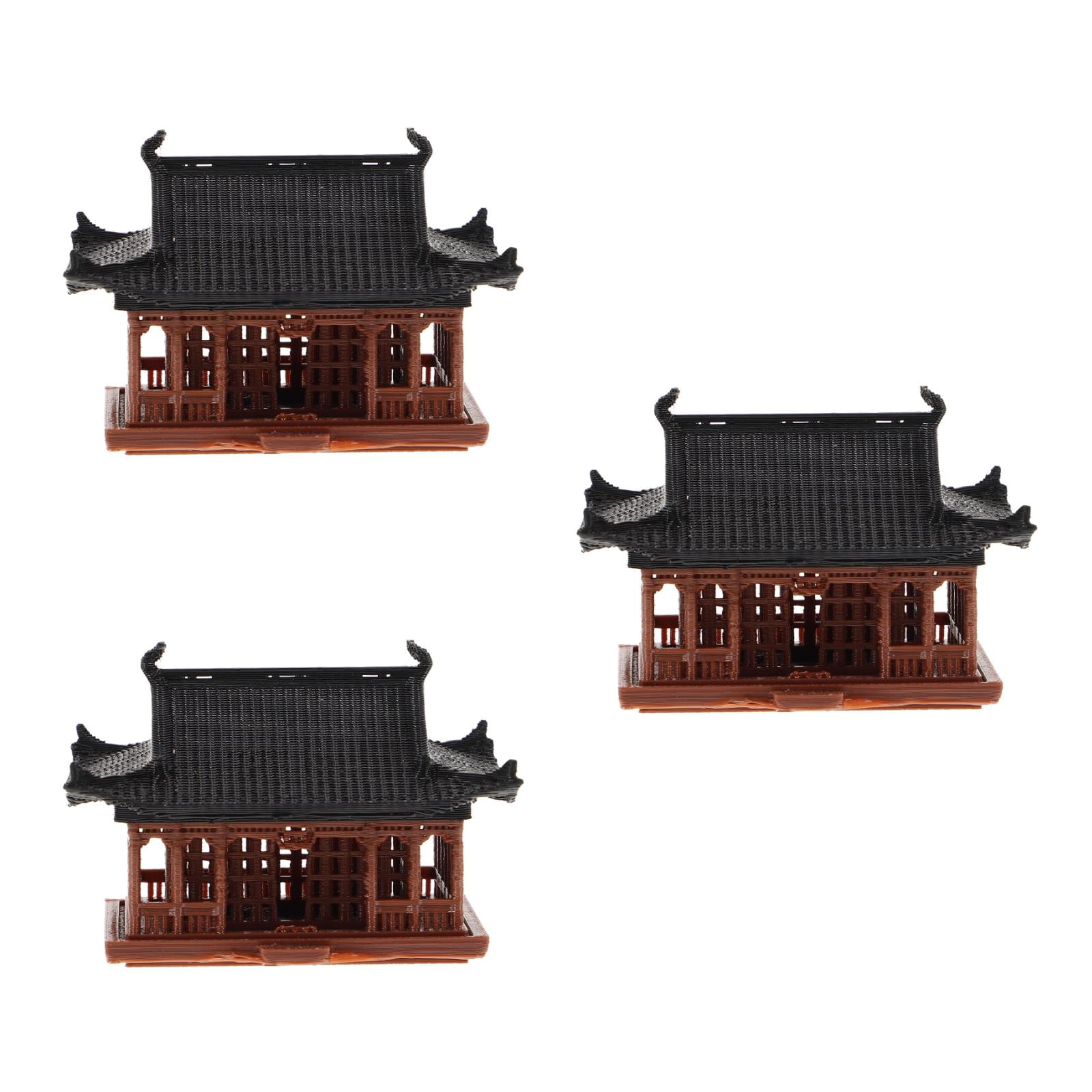 Worgeous 3pcs Miniature Pavilion Statue, Japanese Pagoda Model Chinese ...