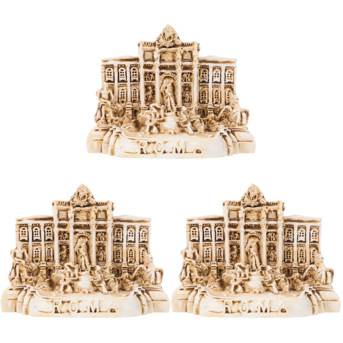 Worgeous 3pcs Rome Miniature Trevi Fountain Church Model Resin Building ...