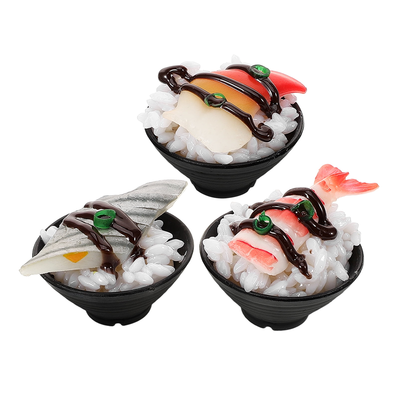 Worgeous 3pcs Simulation Food Model Mini Sushi Rice Toy Mini Sushi ...