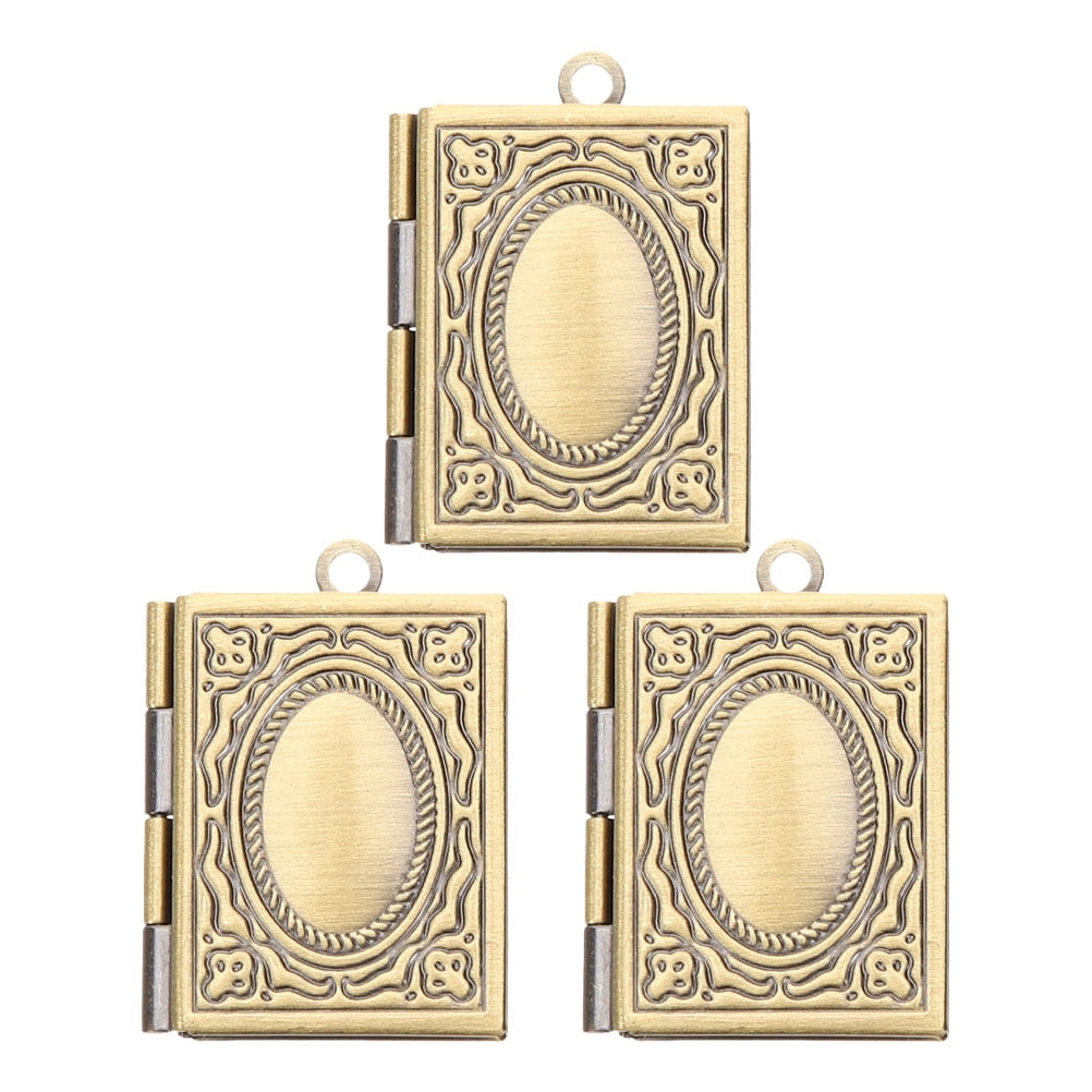 Worgeous 3pcs Small Book Locket Pendant Diy Photo Frame Charm Openable ...