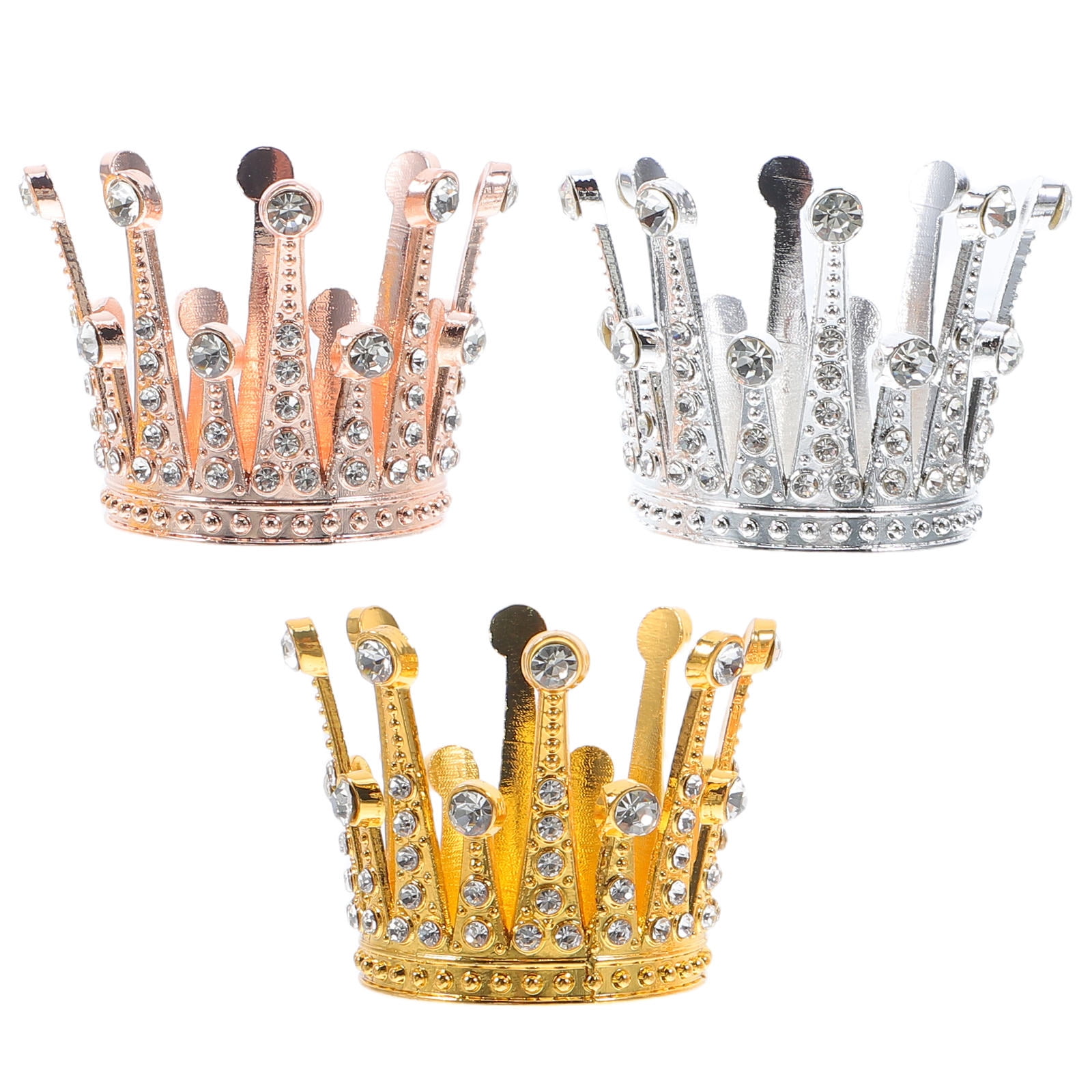 Worgeous 3pcs Small Crown Cake Toppers Alloy Rhinestone Cake Toppers ...