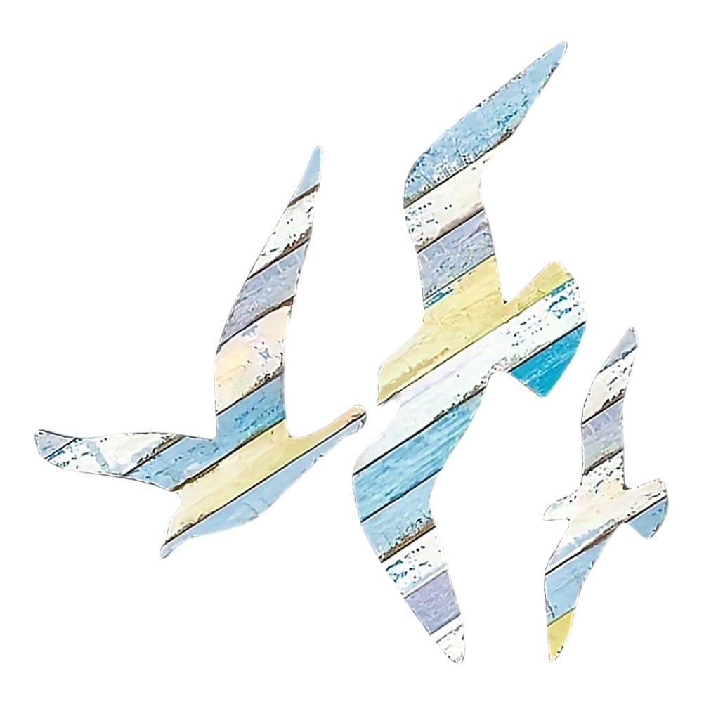 Worgeous 3pcs Wood Seagull Wall Decor Wooden Beach Wall Decor Coastal ...