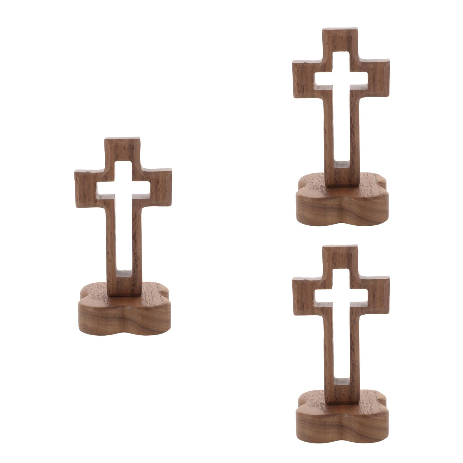 Worgeous 3pcs Wooden Hollow Cross Wood Standup Desks Cross Model For ...