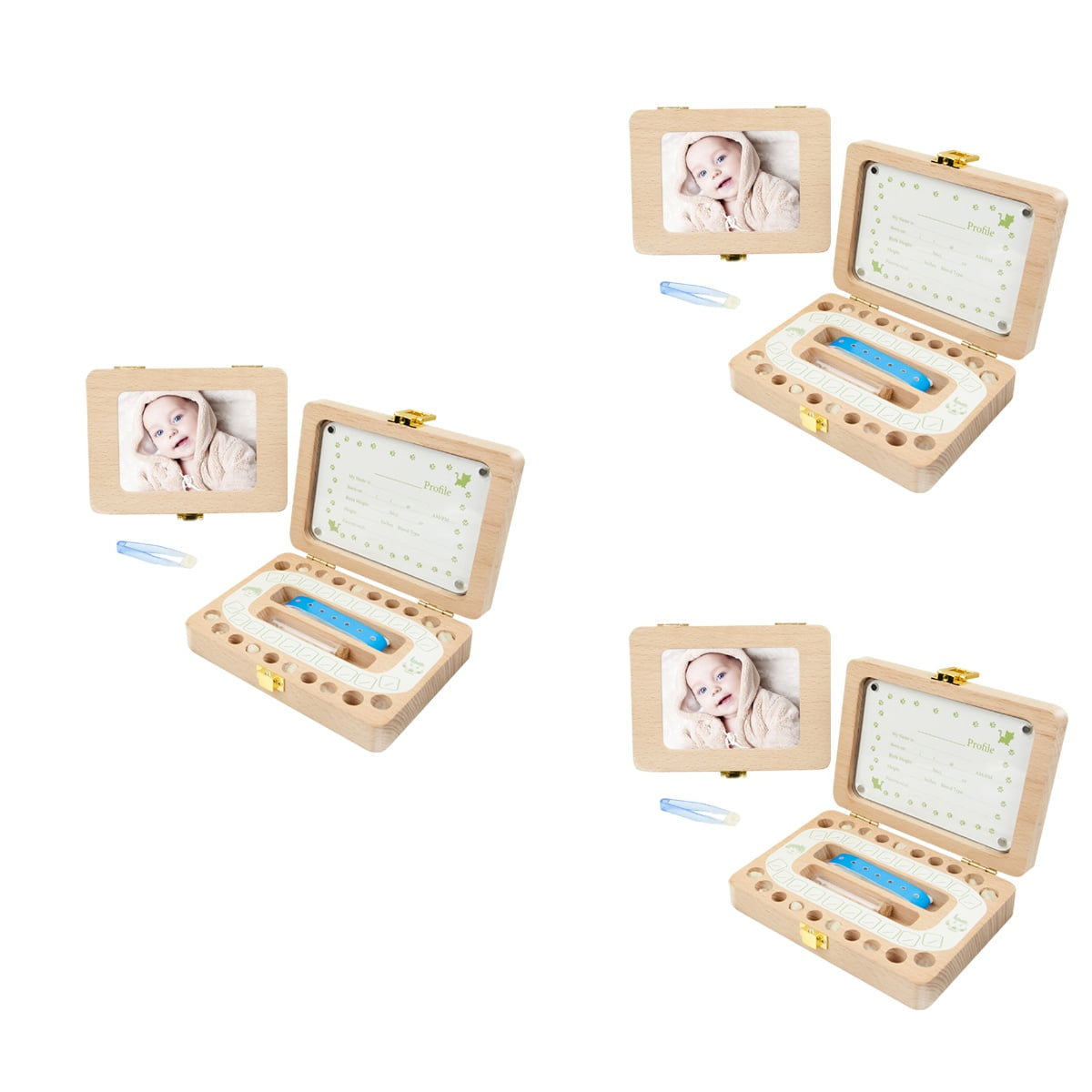Worgeous 3pcs Wooden Tooth Preservation Organizer Hair Child Tooth ...