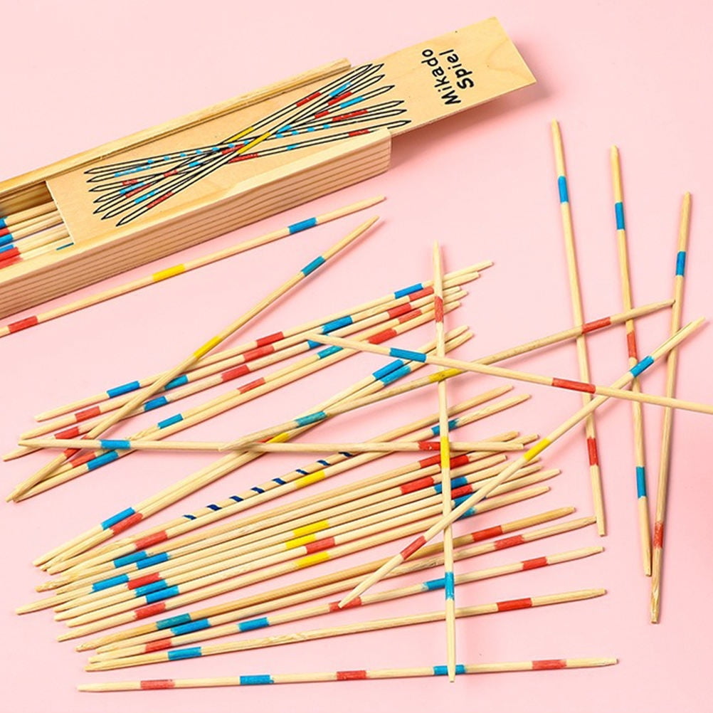 Worgeous 4 Boxes Wooden Pick up Sticks Educational Pick up Wood Stick ...