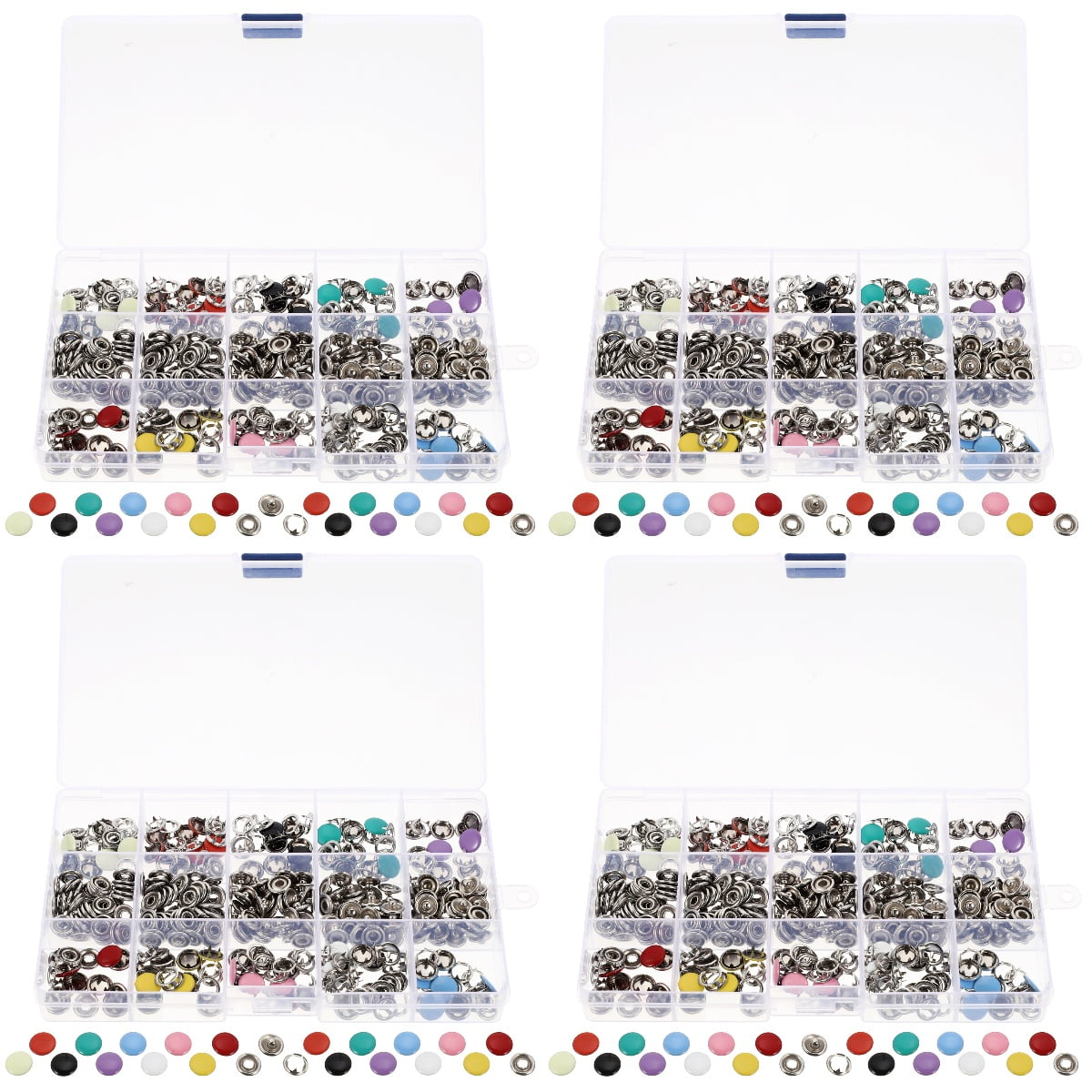 Worgeous 4 Boxes of Metal Snaps Button Fasteners Press Studs Bag DIY ...