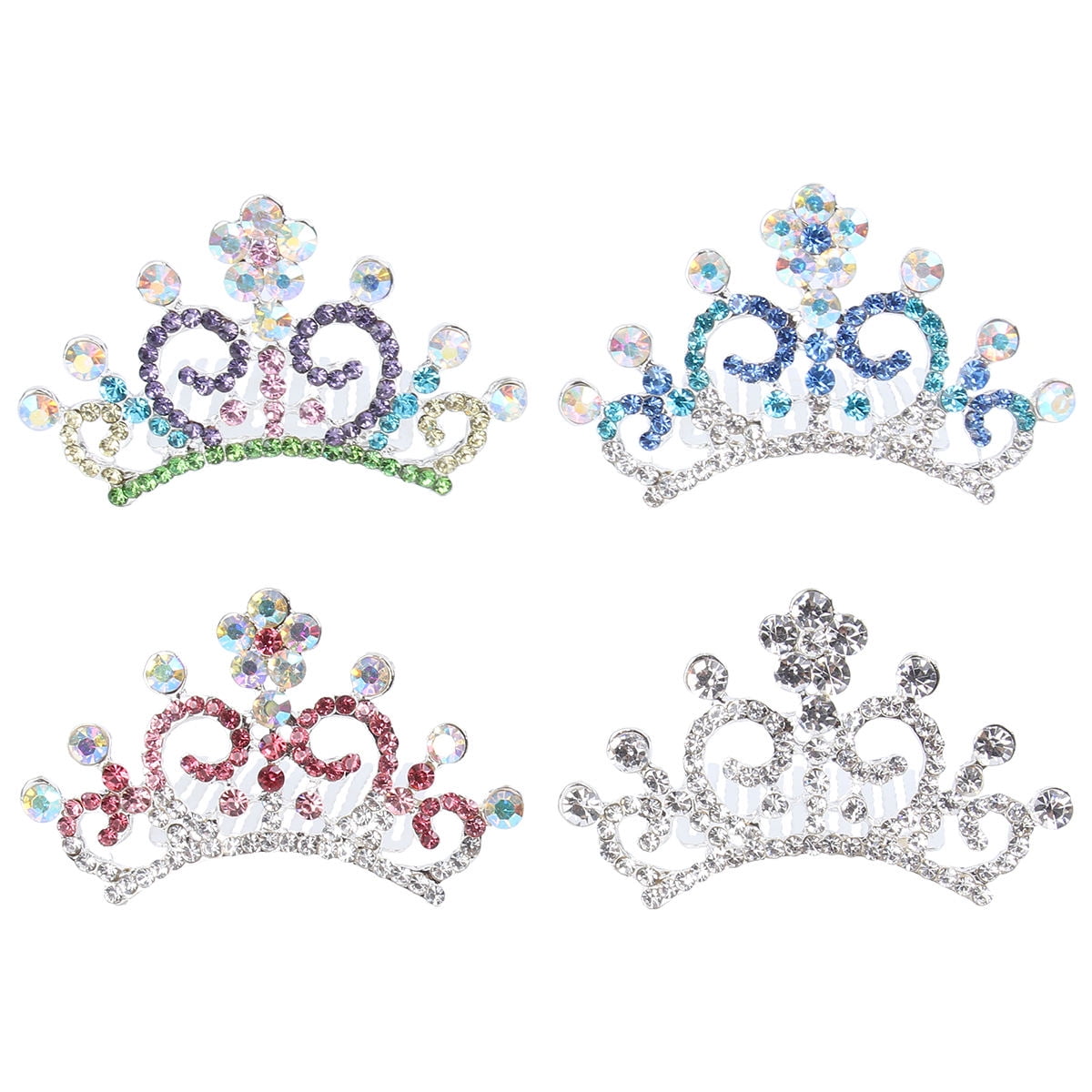 Worgeous 4 PCS Barrettes for Girls Hair Accessory Crown Comb Princess ...