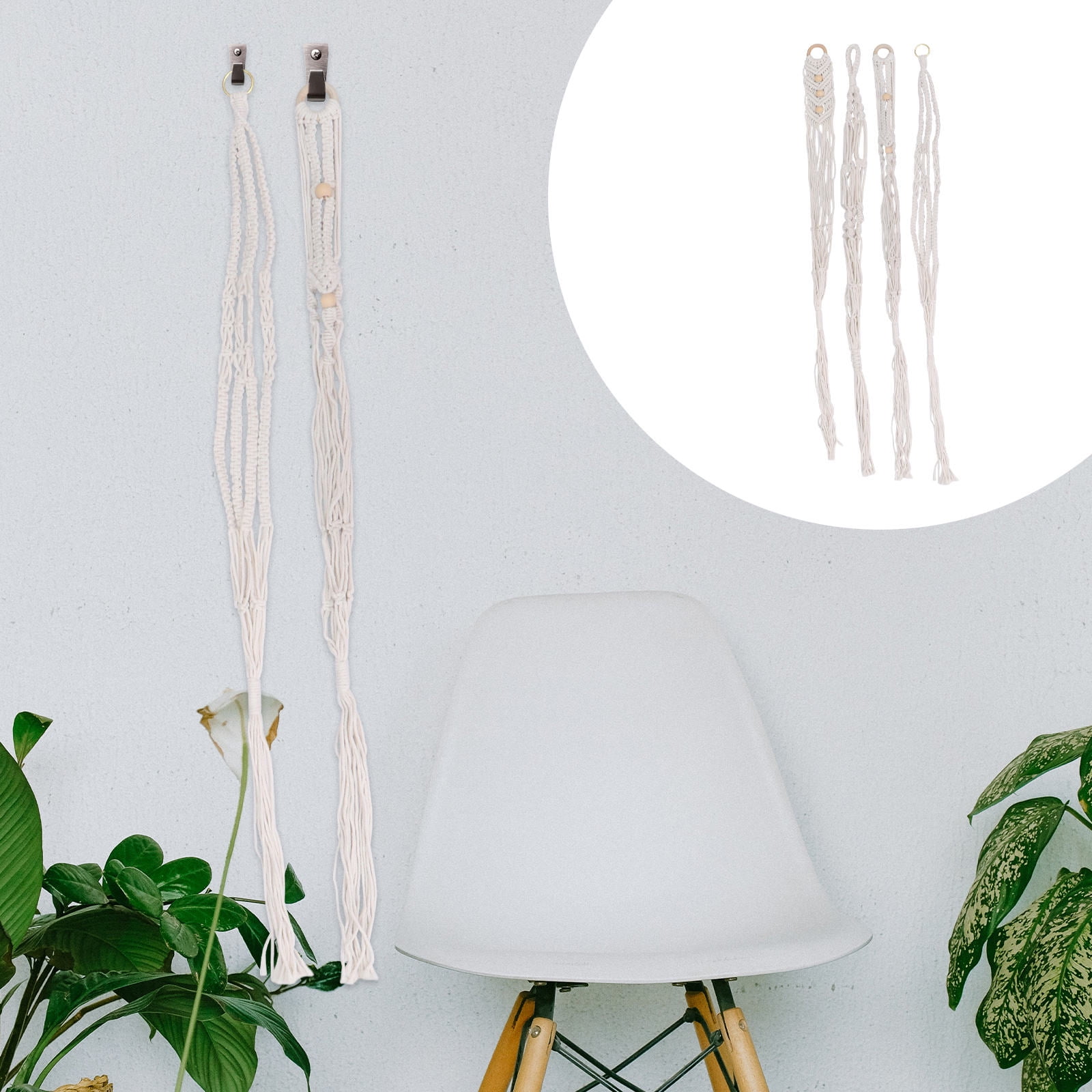 Worgeous 4 PCS Cotton Rope Flower Pot Hanging Basket Baskets Woven ...