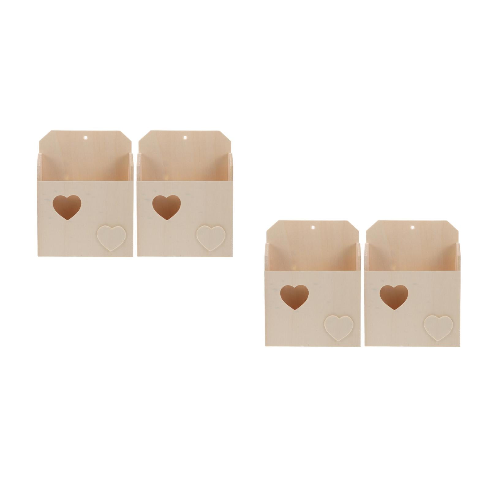 Worgeous 4 PCS Kids Unfinished Wooden Box Unpainted Mailbox Crafts DIY ...