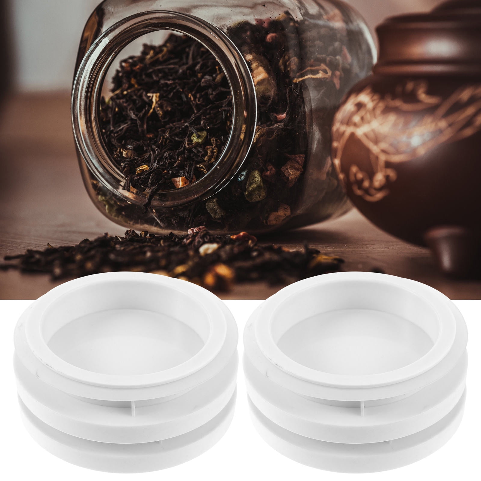 Worgeous 4 Pack White Plastic Storage Jar Lid for Airtight Sealing ...