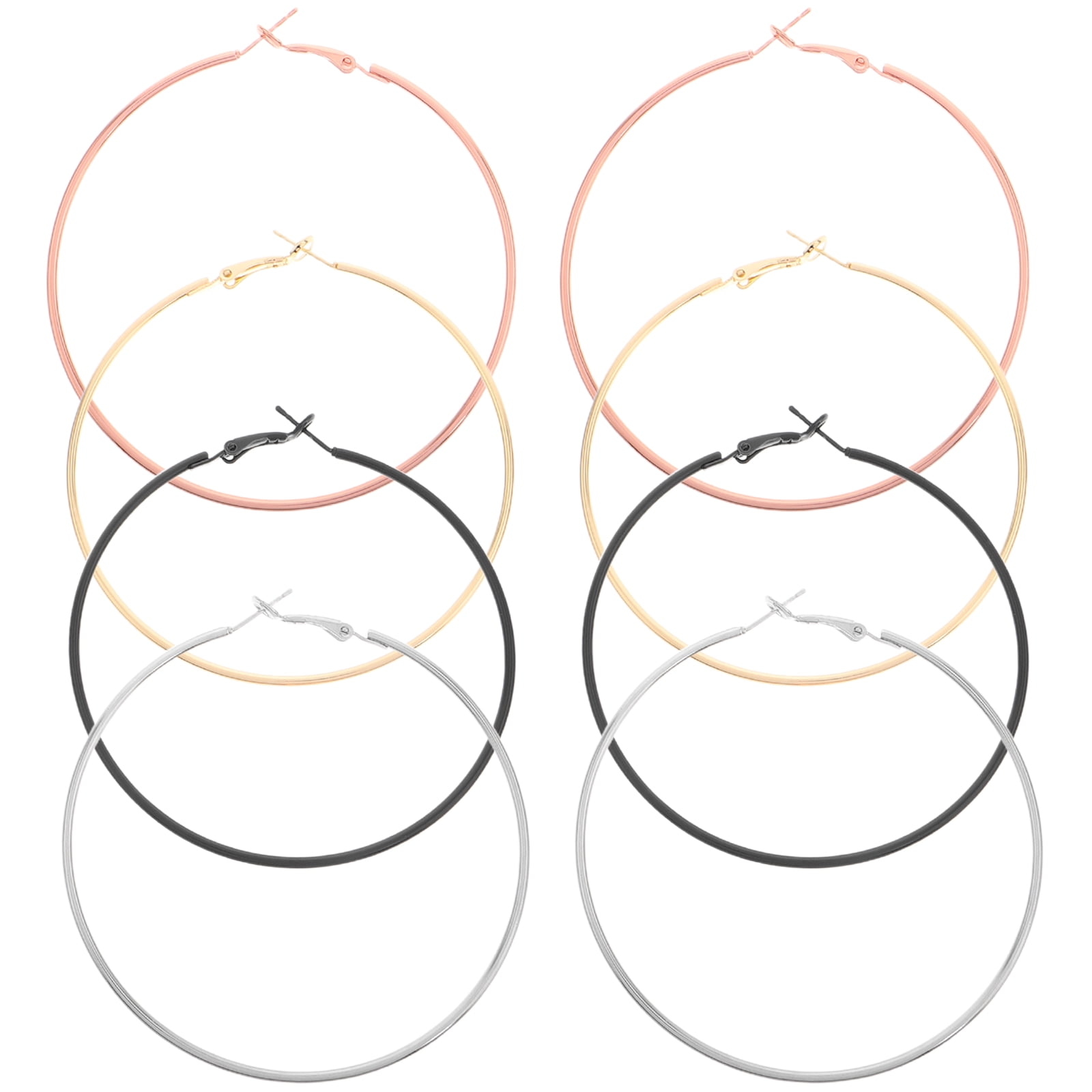 Worgeous 4 Pairs Women'S Titanium Steel Hoop Earrings Large Circle ...