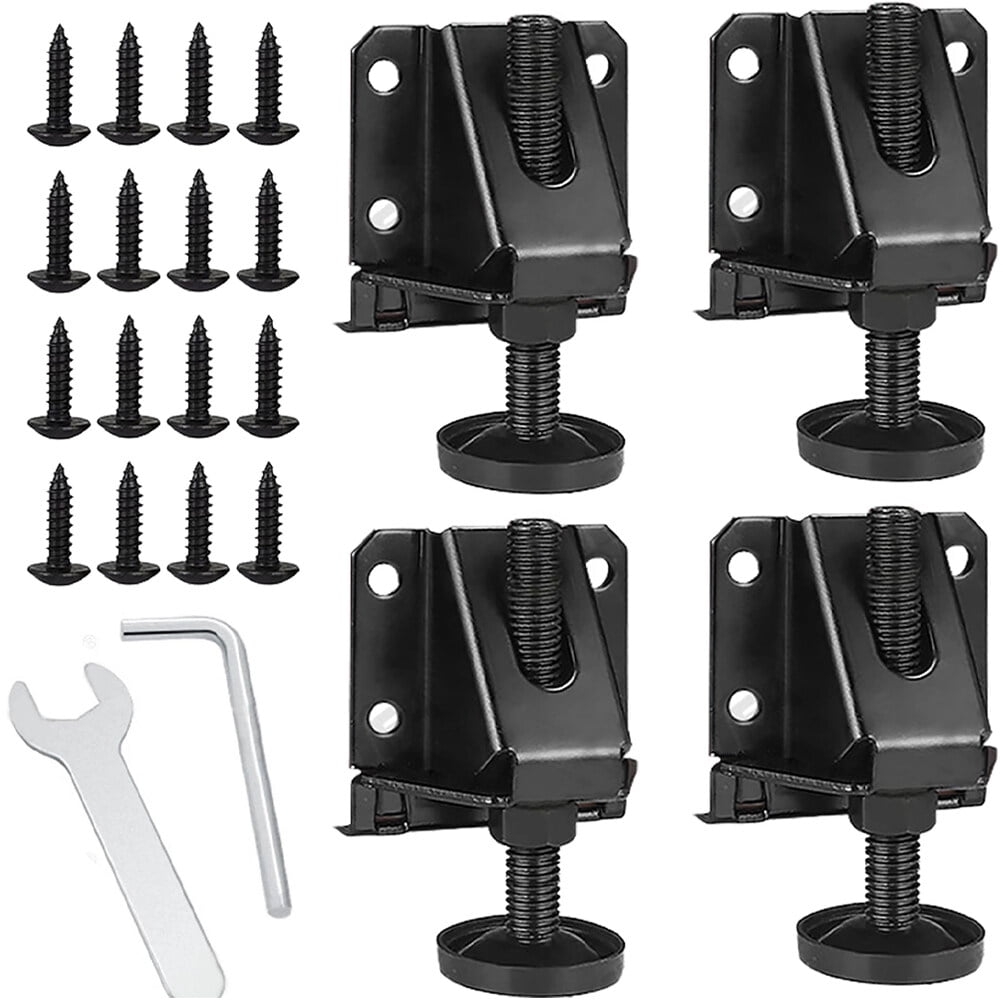 Worgeous 4 Pcs Adjustable Feet Legs for Furniture Risers Outdoor Black ...