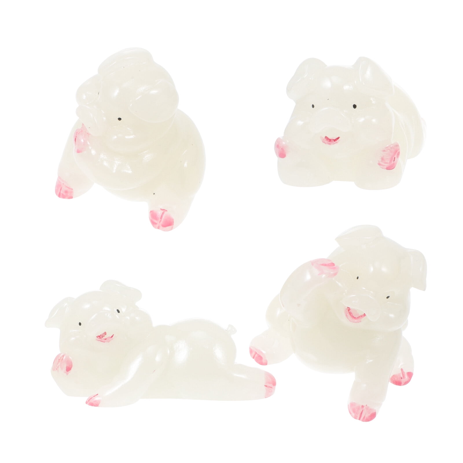 WHAMVOX Resin Pig Model White Mini Ornament for Decor with Fine Details ...