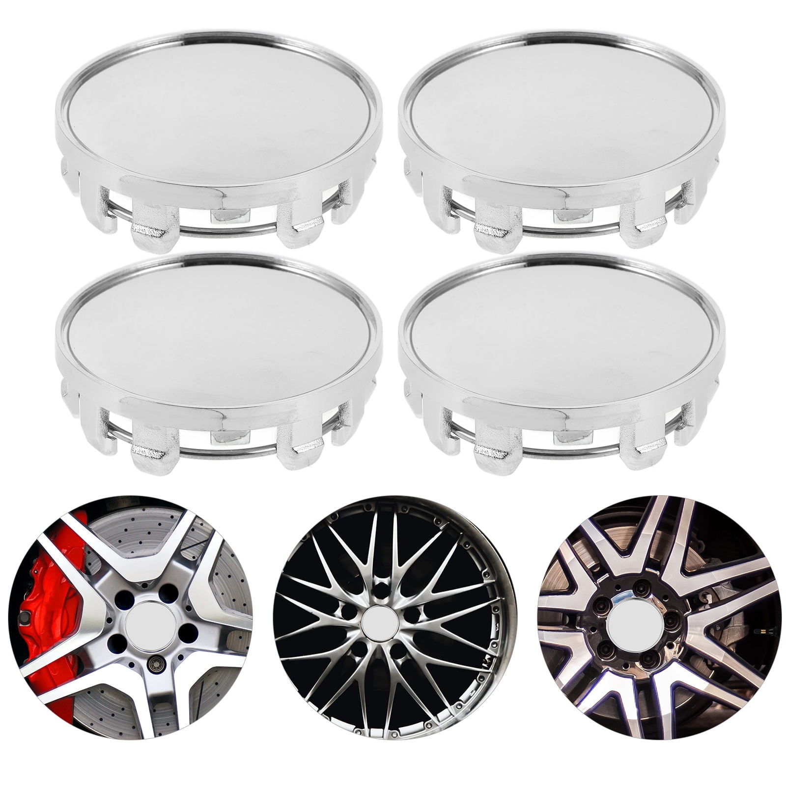 Worgeous 4 Pcs Hub Center Cap Wheel Cover Universal Tire Caps Silver ...