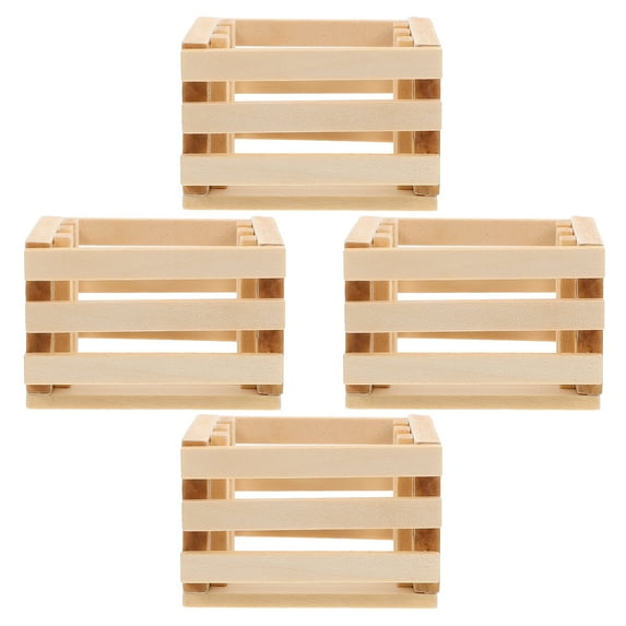 Worgeous 4 Pcs Mini Wood Crates for Crafts Lid Container Chair ...