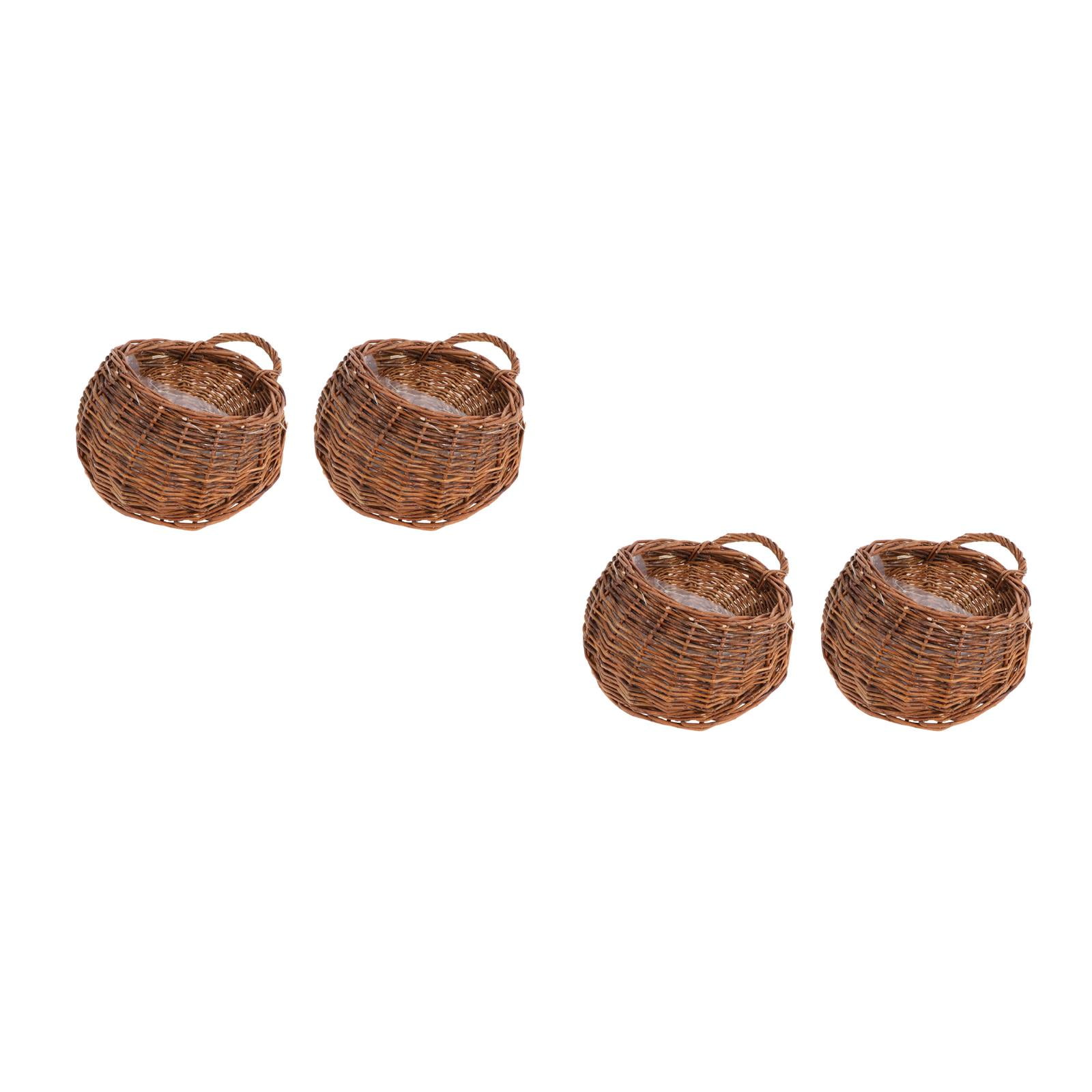 Worgeous 4 Pcs Natural Rattan Planter Basket Hand Woven Storage Basket ...