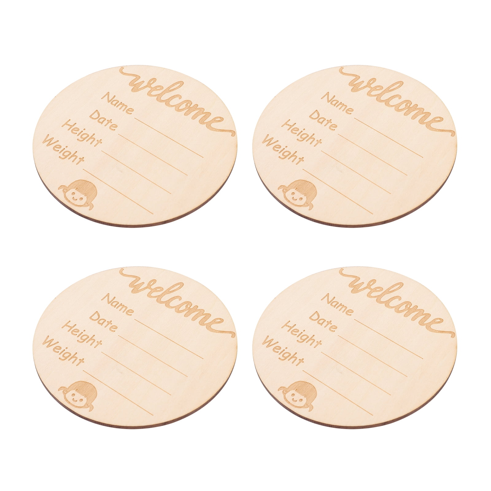 Worgeous 4 Pcs Props Birth Announcement Sign Newborn Baby Signage Wood ...