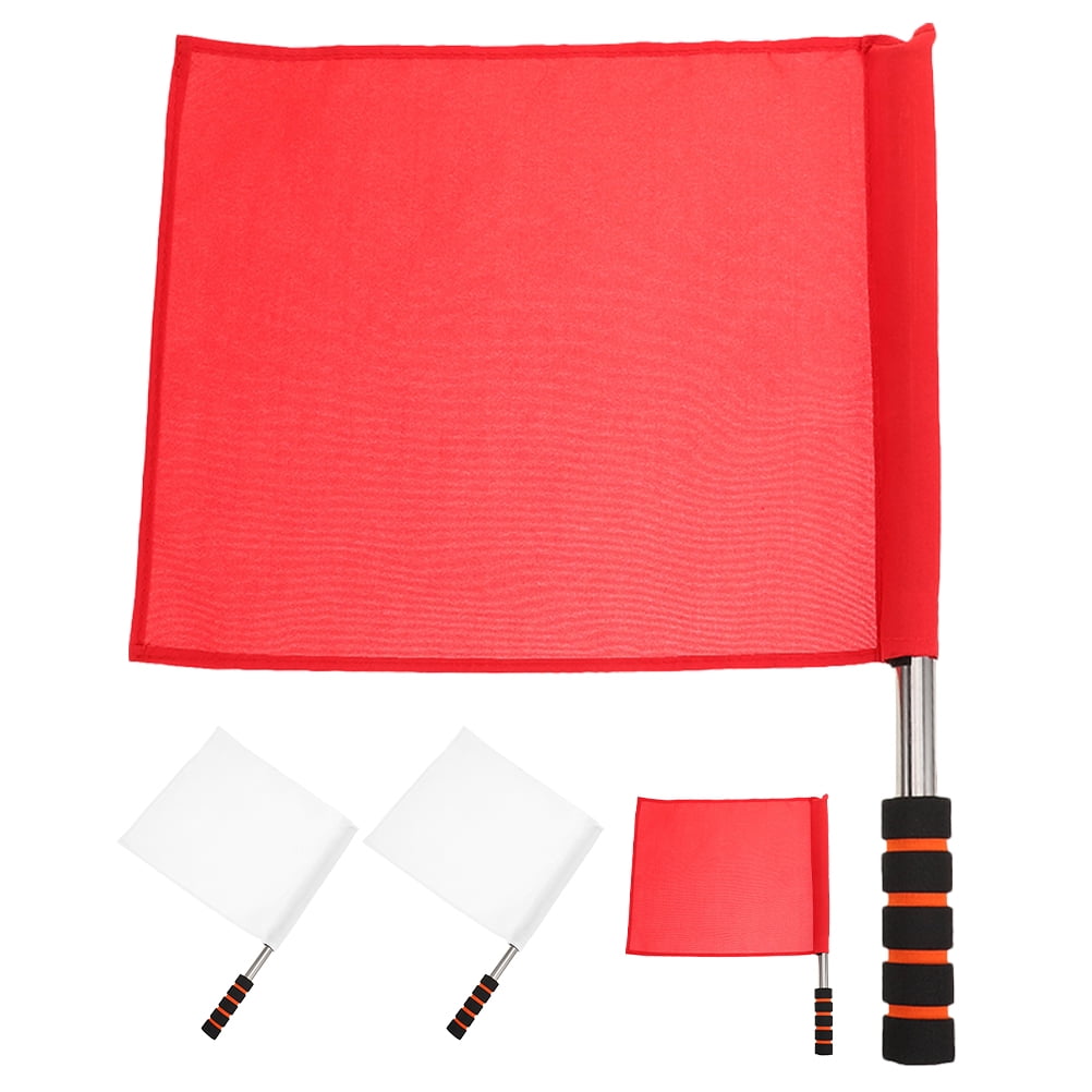 Worgeous 4 Pcs Referee Football Soccer Flag Stainless Steel Handheld Flag Signal Flags Athletic ...