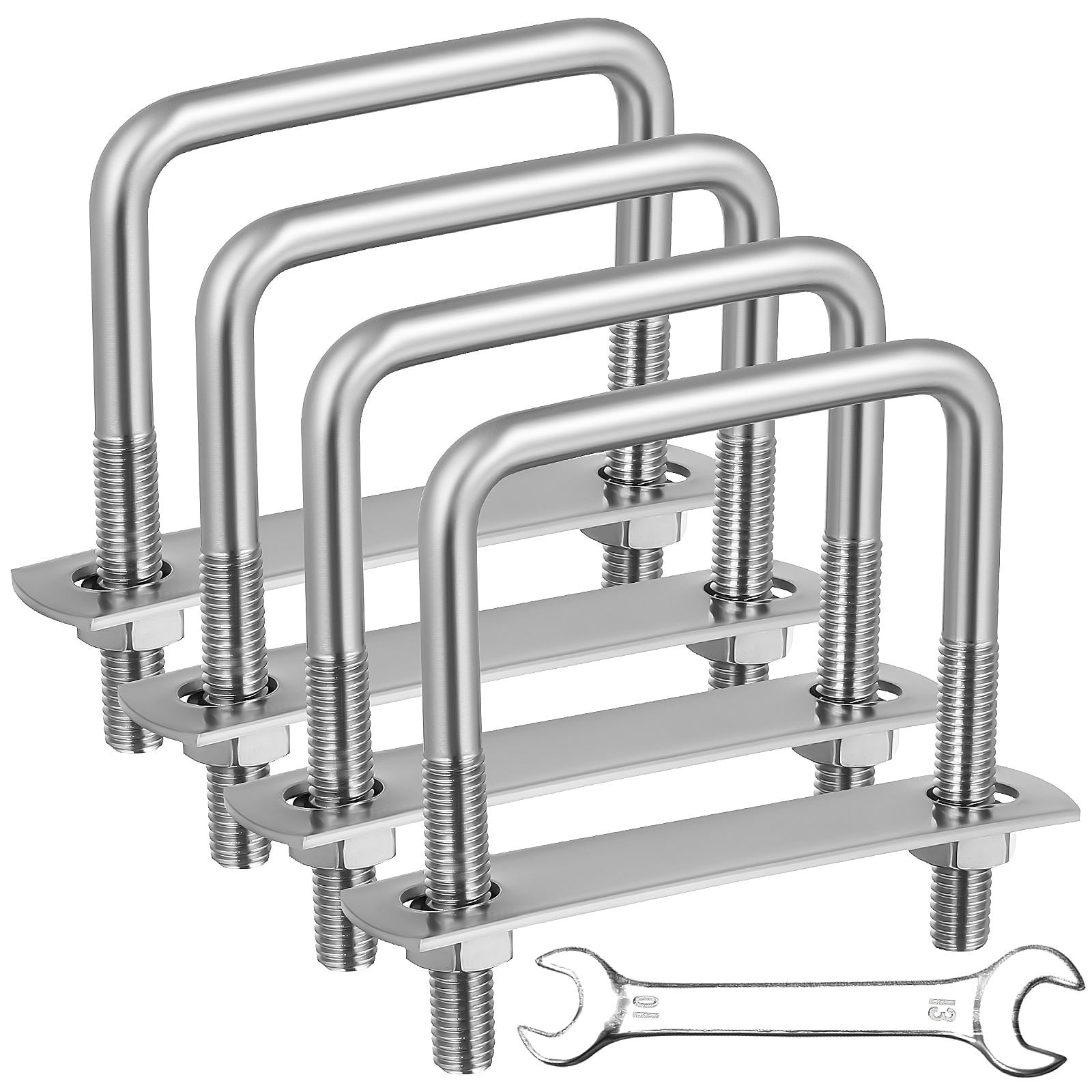 Worgeous 4 Pcs Square U-Bolts Stainless Steel U Shaped Bolts Heavy Duty ...