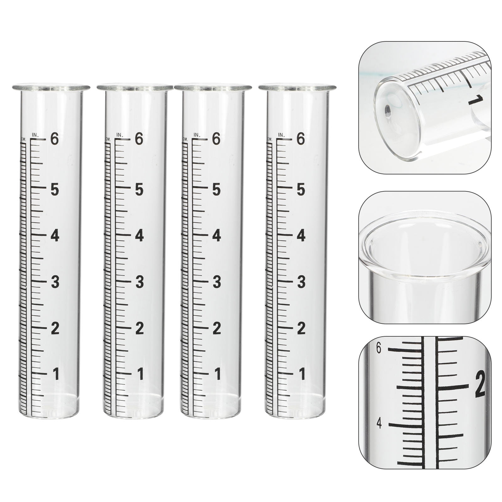 Worgeous 4 Pcs Test Tube Rain Gauge Tubes Clear Container Measure ...
