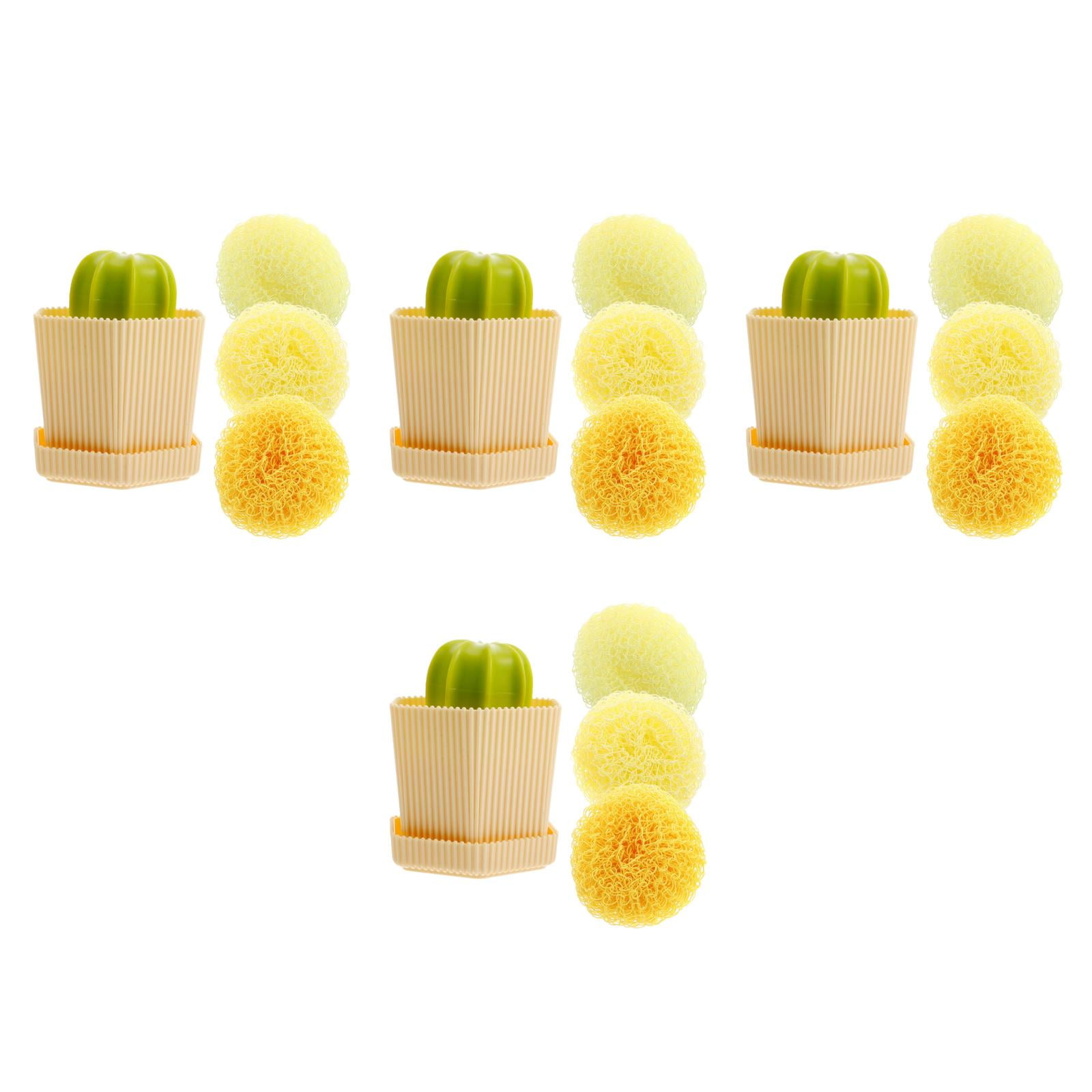 Worgeous 4 Sets Cactus Shaped Kitchen Scrubber With Handle And Stain ...