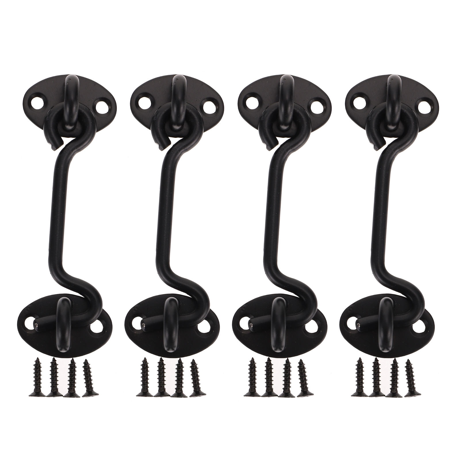 Worgeous 4 Sets Gate Latch Hook Eye Cabin Door Latch 11.7X3.8X2CM Black ...