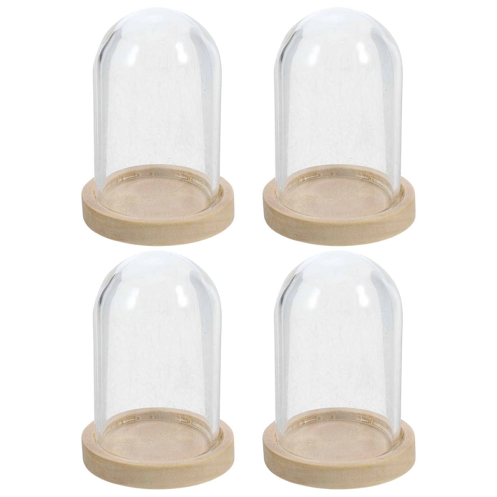 Worgeous 4 Sets Mini Eternal Flower Display Dome Clear Glass Cloche ...