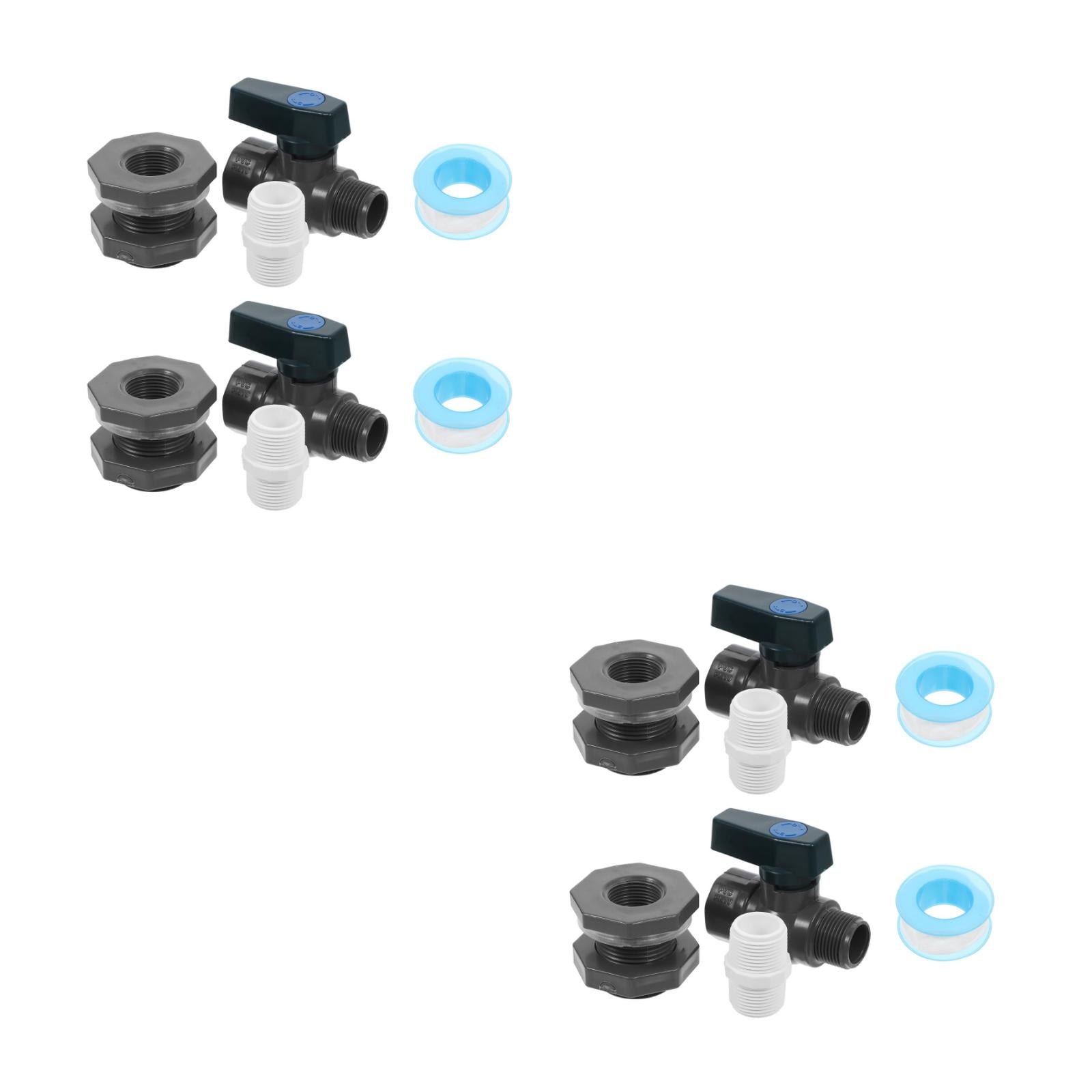 Worgeous 4 Sets Rain Barrel Spigot Kit with PVC Bulkhead Fitting ...