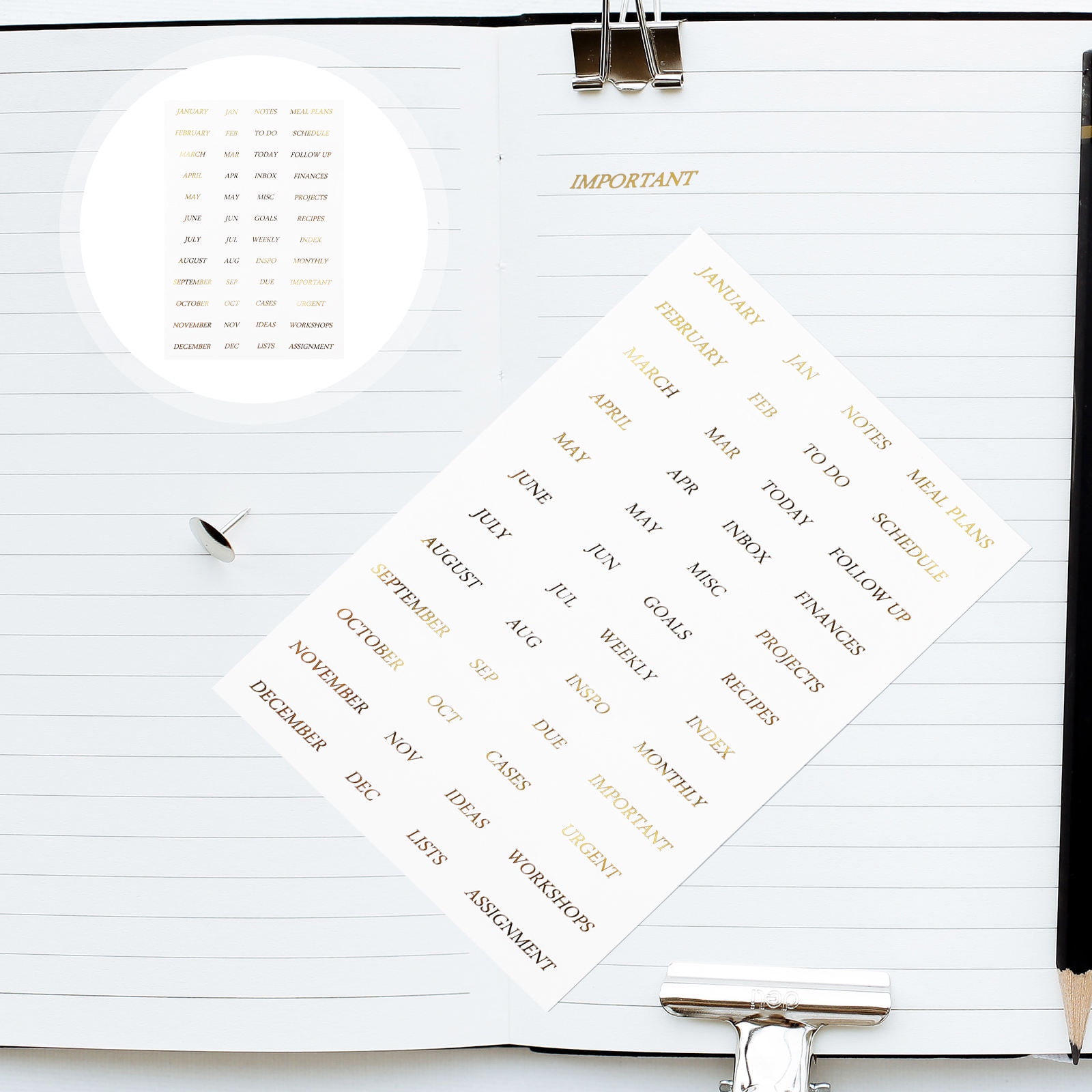 Worgeous 4 Sheets Journaling Stickers Hot Stamping Adhesive Stationery ...