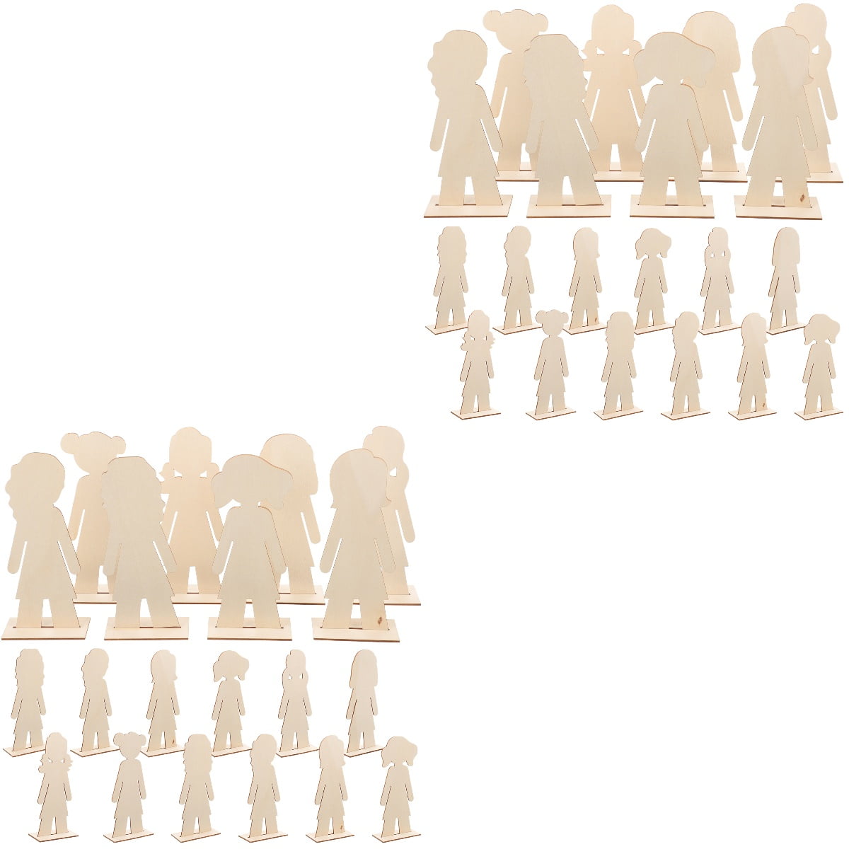 Worgeous 40 Pcs Wooden DIY People Cutouts Wooden Crafts Wooden People ...