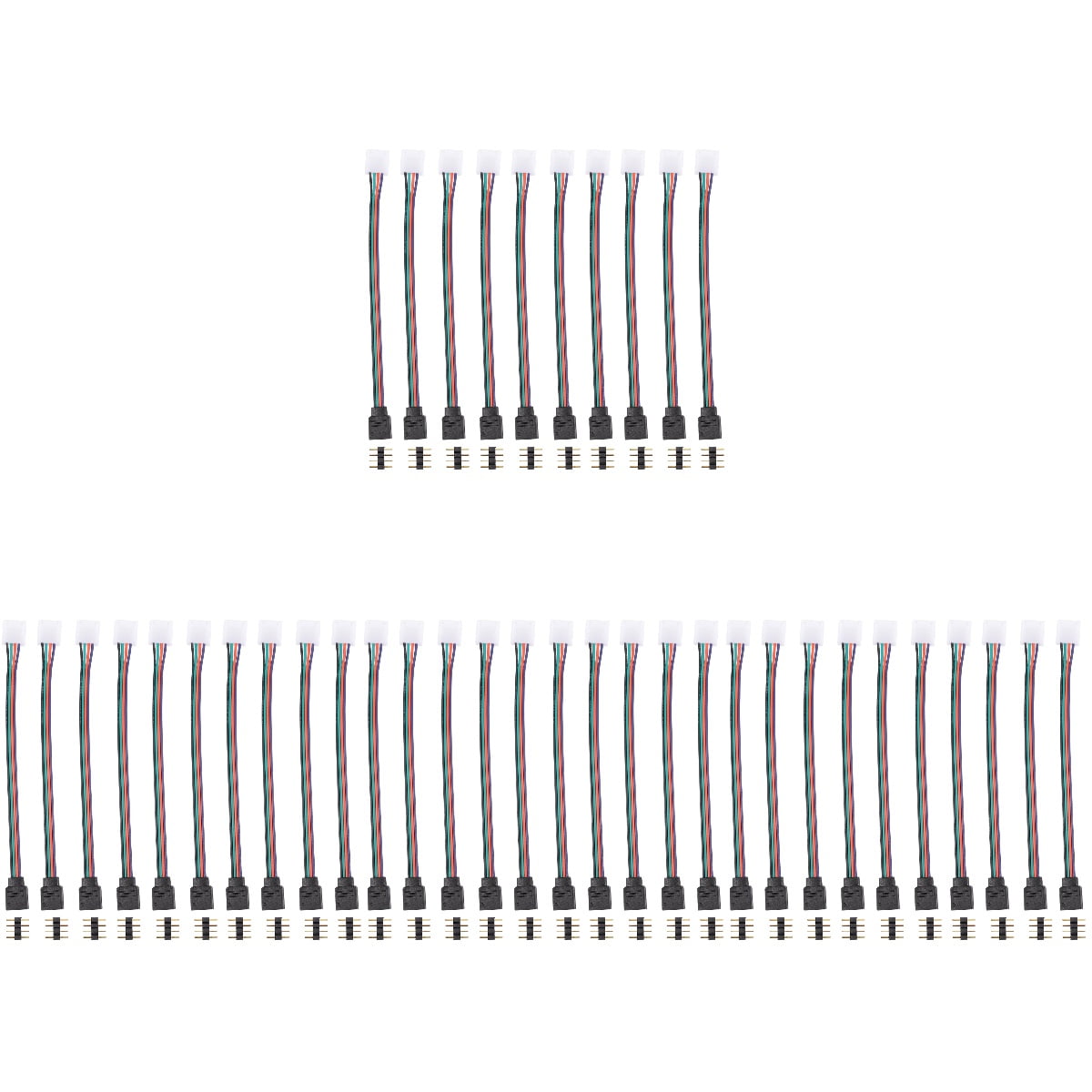 Worgeous 40 pcs LED Light Strip Connector 4 Pin LED Connector RGB ...